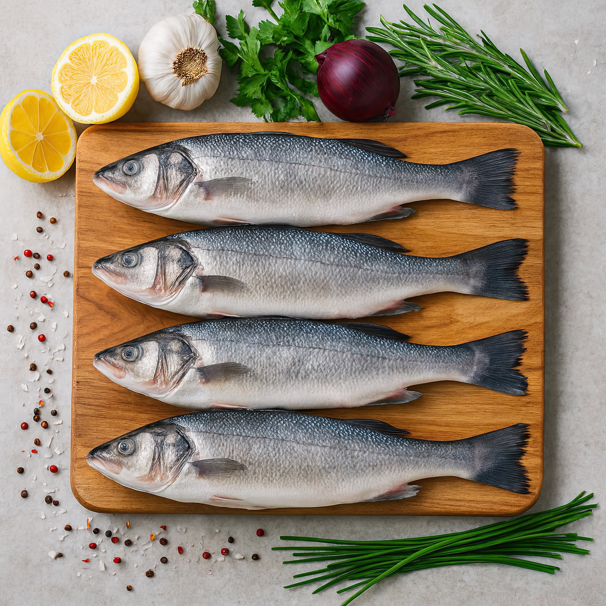 Whole Head On, Cleaned Branzino Fish (12-18 Oz. Per Fish), Min 7 Count ...