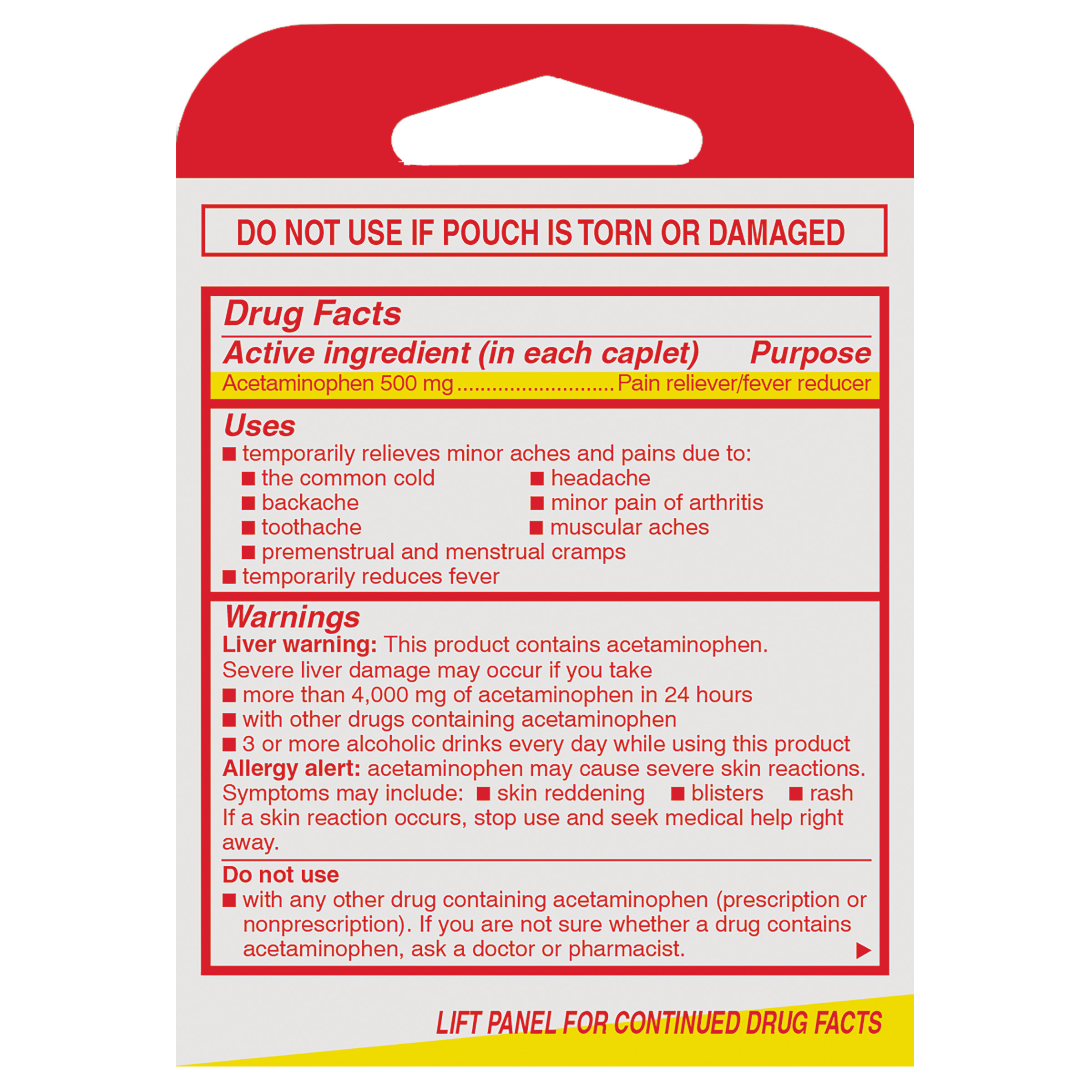 Tylenol Extra Strength Acetaminophen, 500 mg, 3 Servings per Box, 6 ...