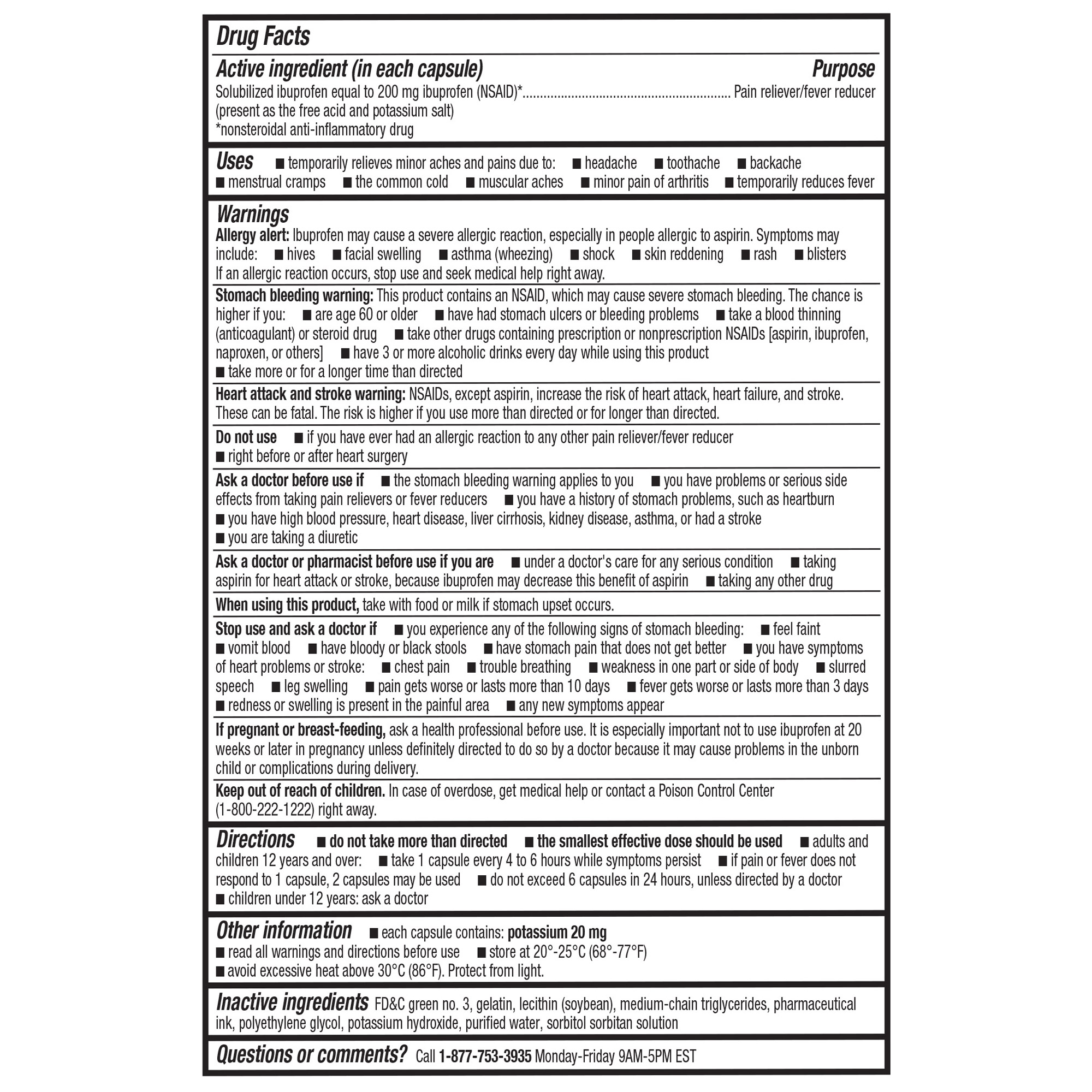 Kirkland Signature Mini Ibuprofen 200 mg Liquid Gel Capsules, 500 Count ...