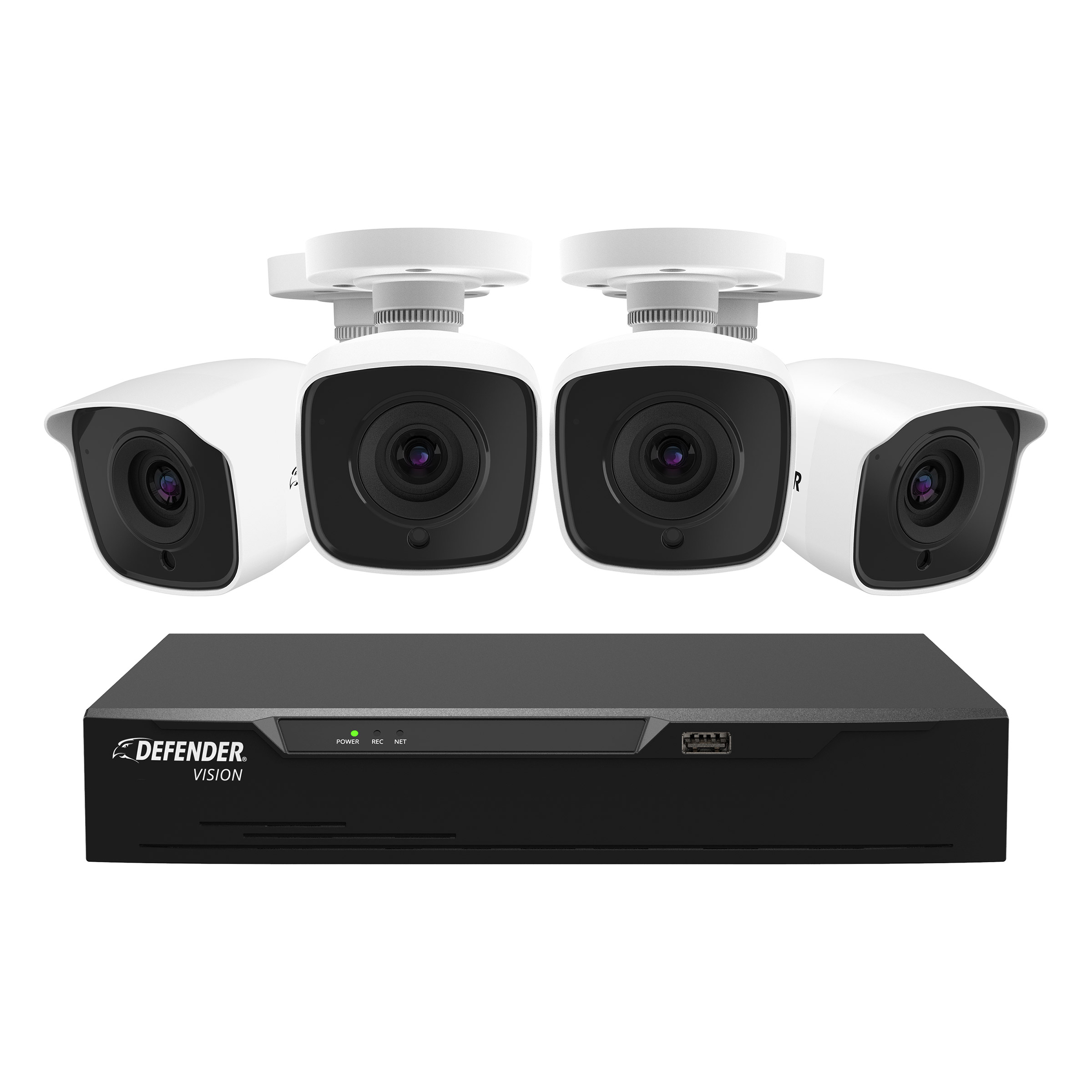 Defender Vision 4-Channel 4K DVR Security System with 4 Bullet Cameras ...