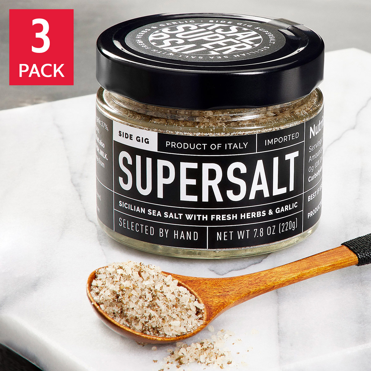 SuperSalt by Side Gig, Premium Sicilian Sea Salt Blend, 3 Pack, 15.6 oz ...