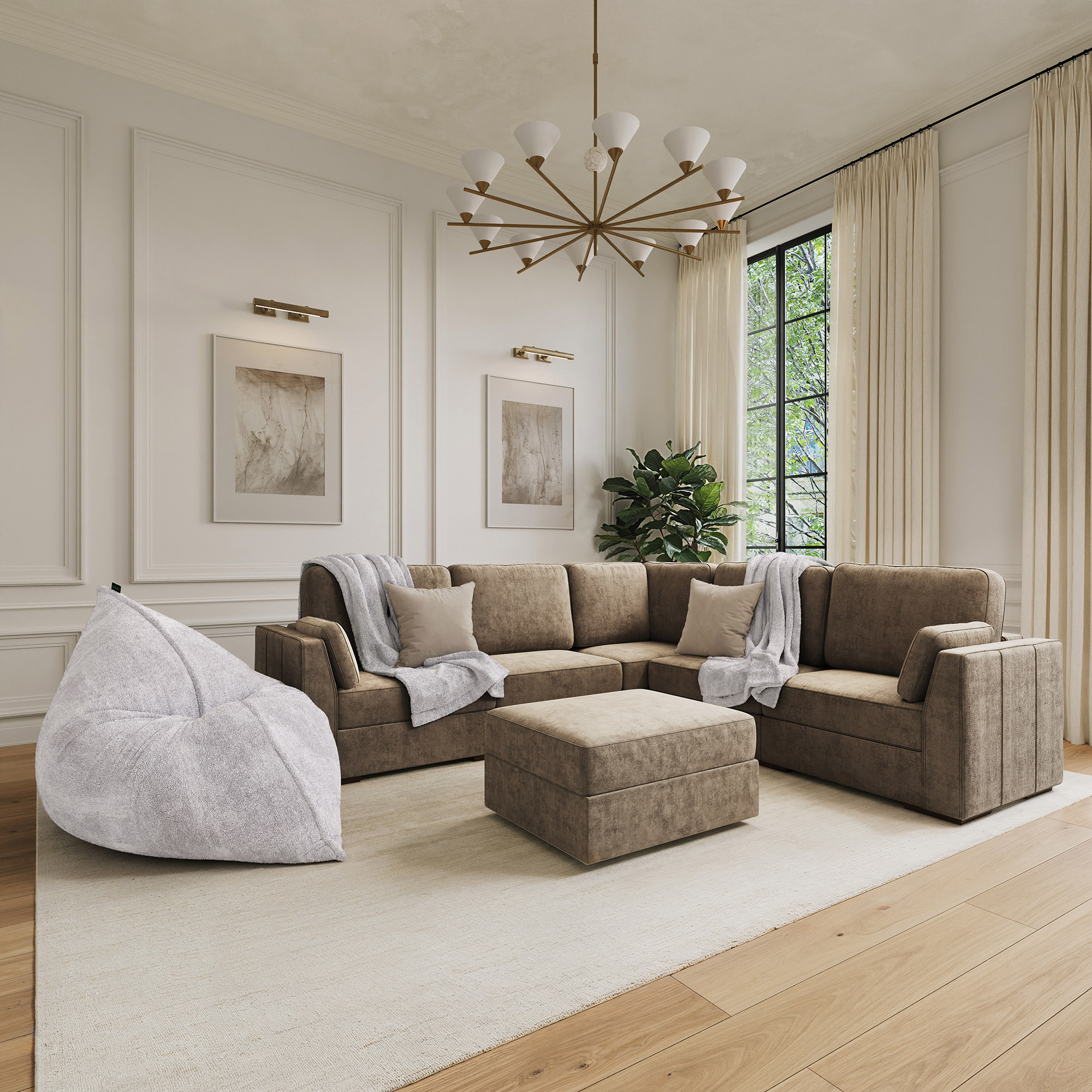 Lovesac Modular Sectional Sofa Bundle 6 Seats/8 Angled Sides with ...