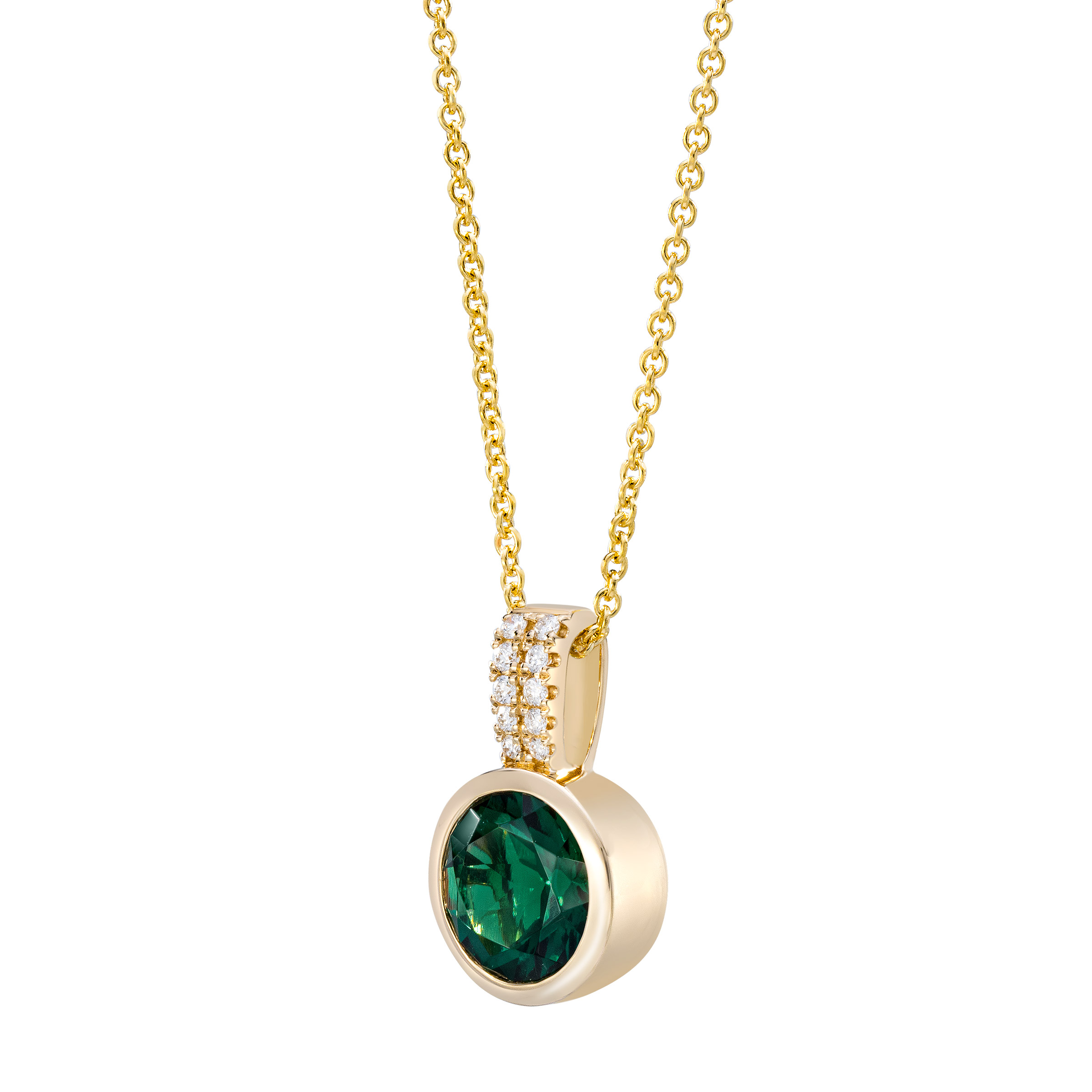 Lab Created Emerald and Diamond 14kt Yellow Gold Pendant | Costco