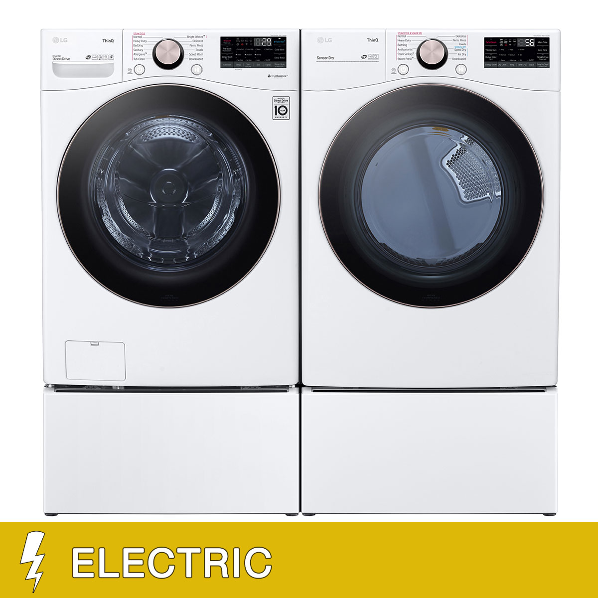 LG 4.5 cu. ft. Front Load Washer with TurboWash 360° and 7.4 cu. ft ...