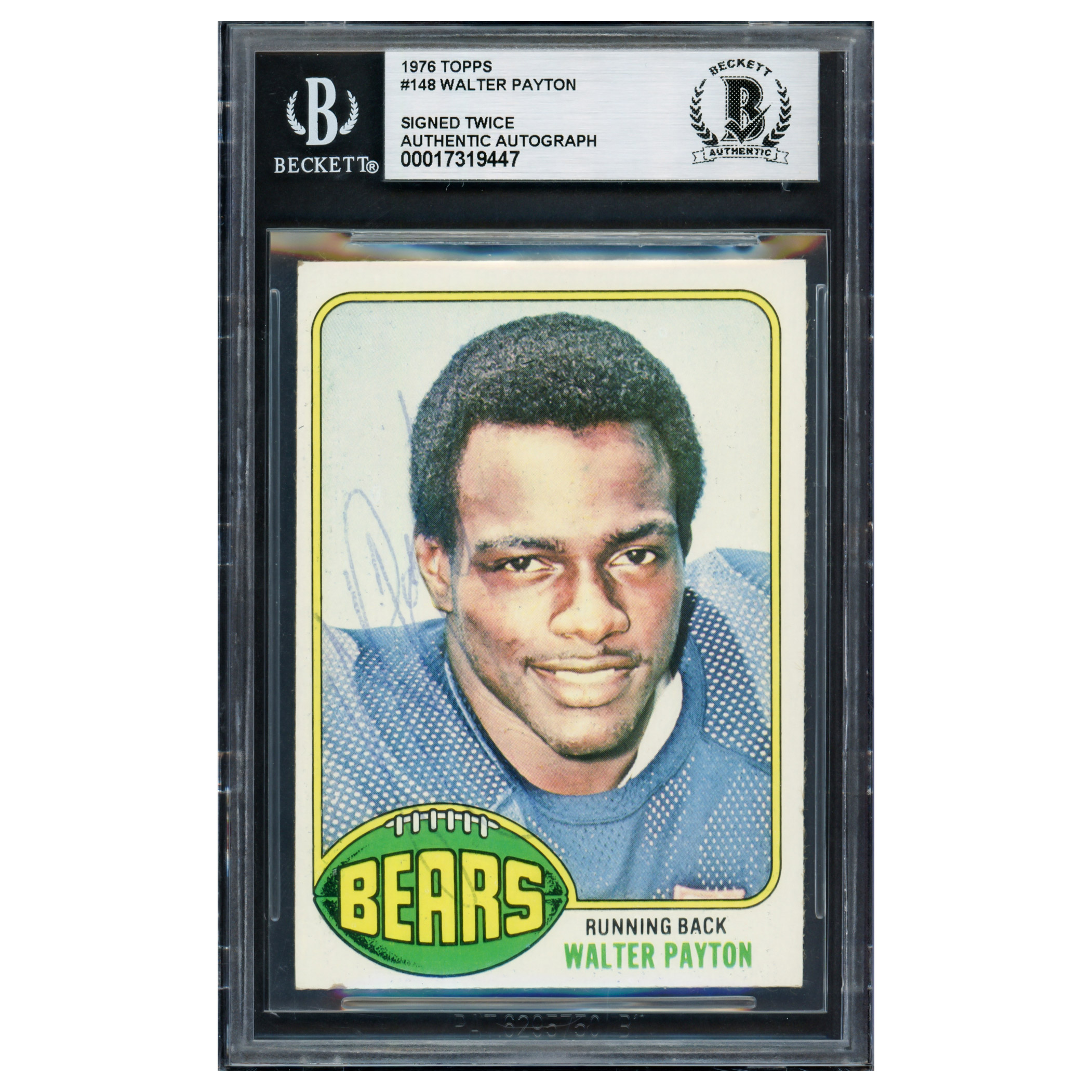 Walter Payton Autographed 1976 Topps Rookie Card #148 Chicago Bears ...