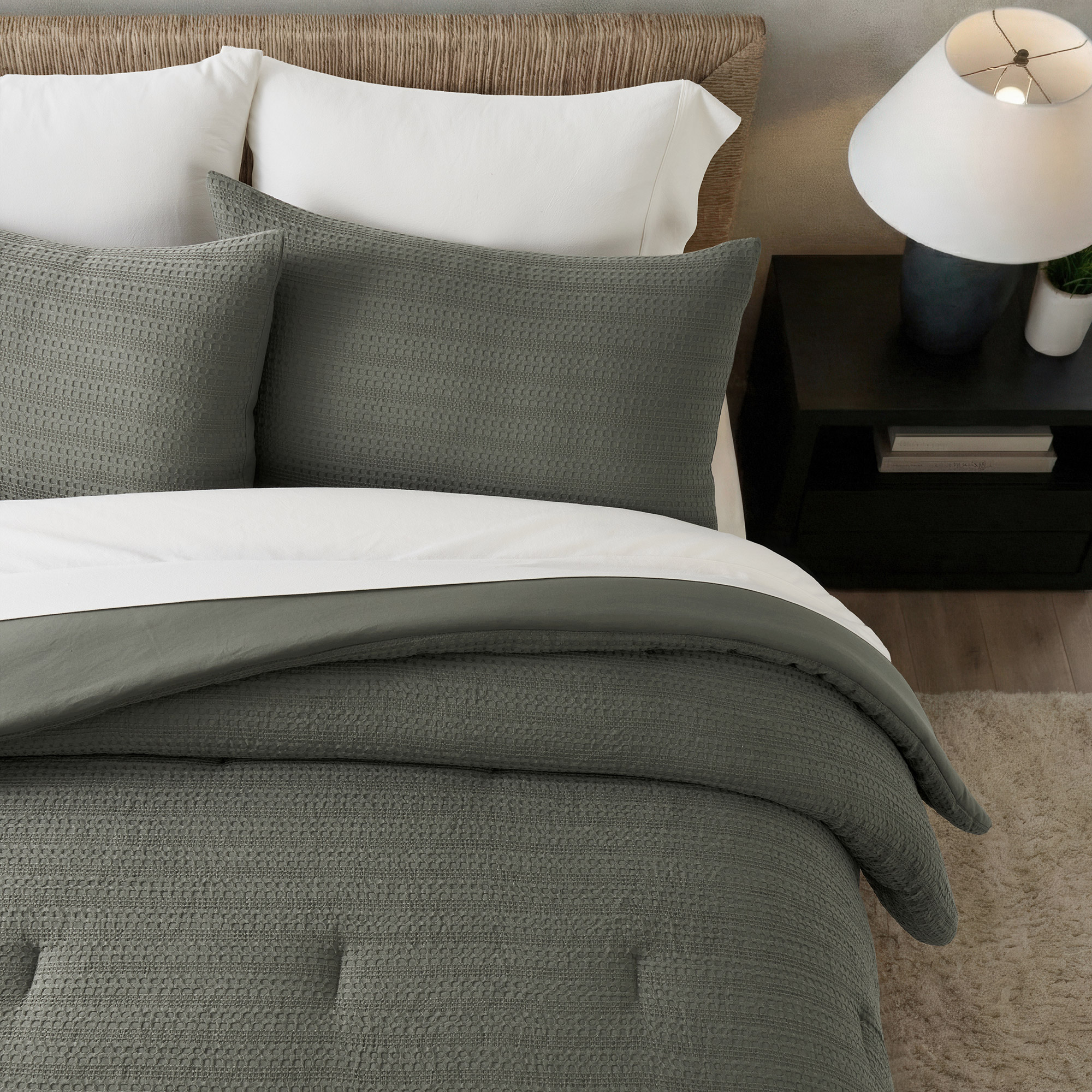 EVERGRACE 3-piece Microfiber Waffle Comforter Set | Costco
