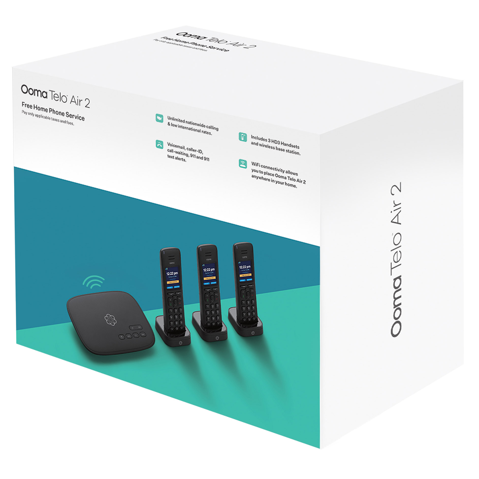 Ooma Telo Air 2 Wireless Wi-Fi Home Phone Service with 3 Cordless Handsets | Costco