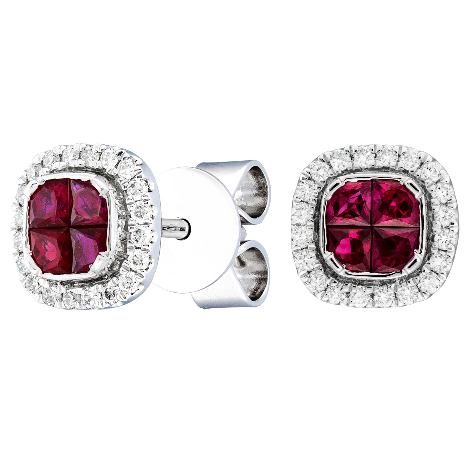 Square Ruby and Diamond Earrings (0.14 ctw) | Costco