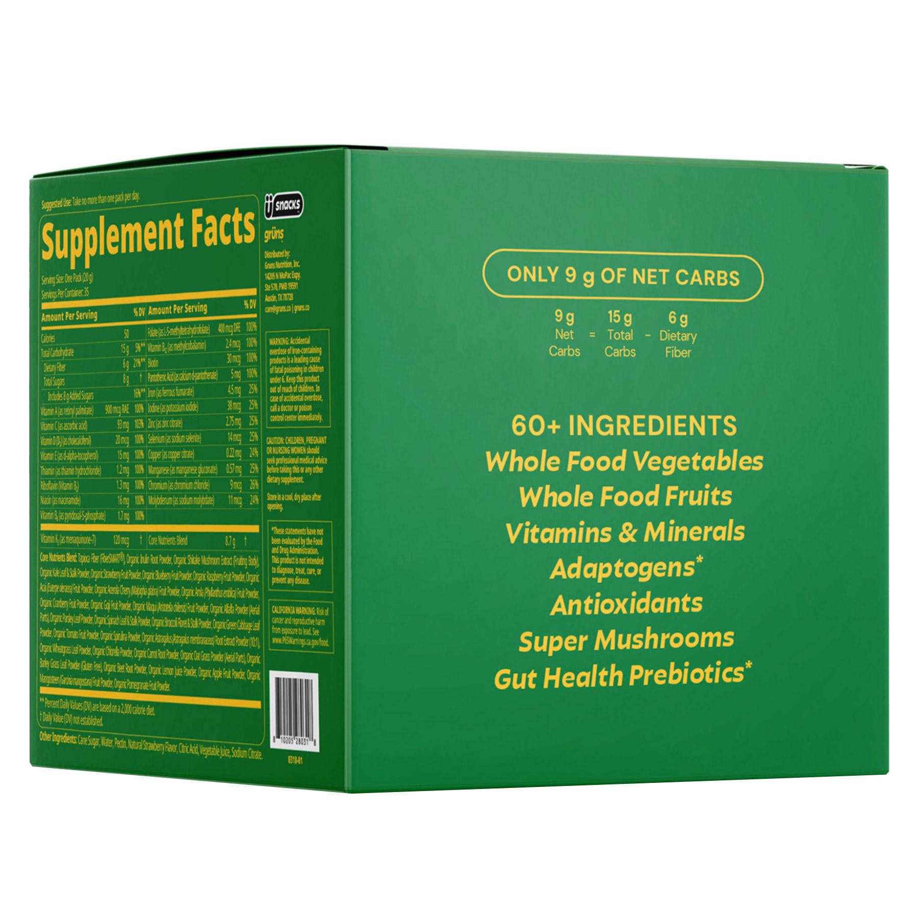 Grüns Adult Greens Gummies, 35 Daily Packs | Costco