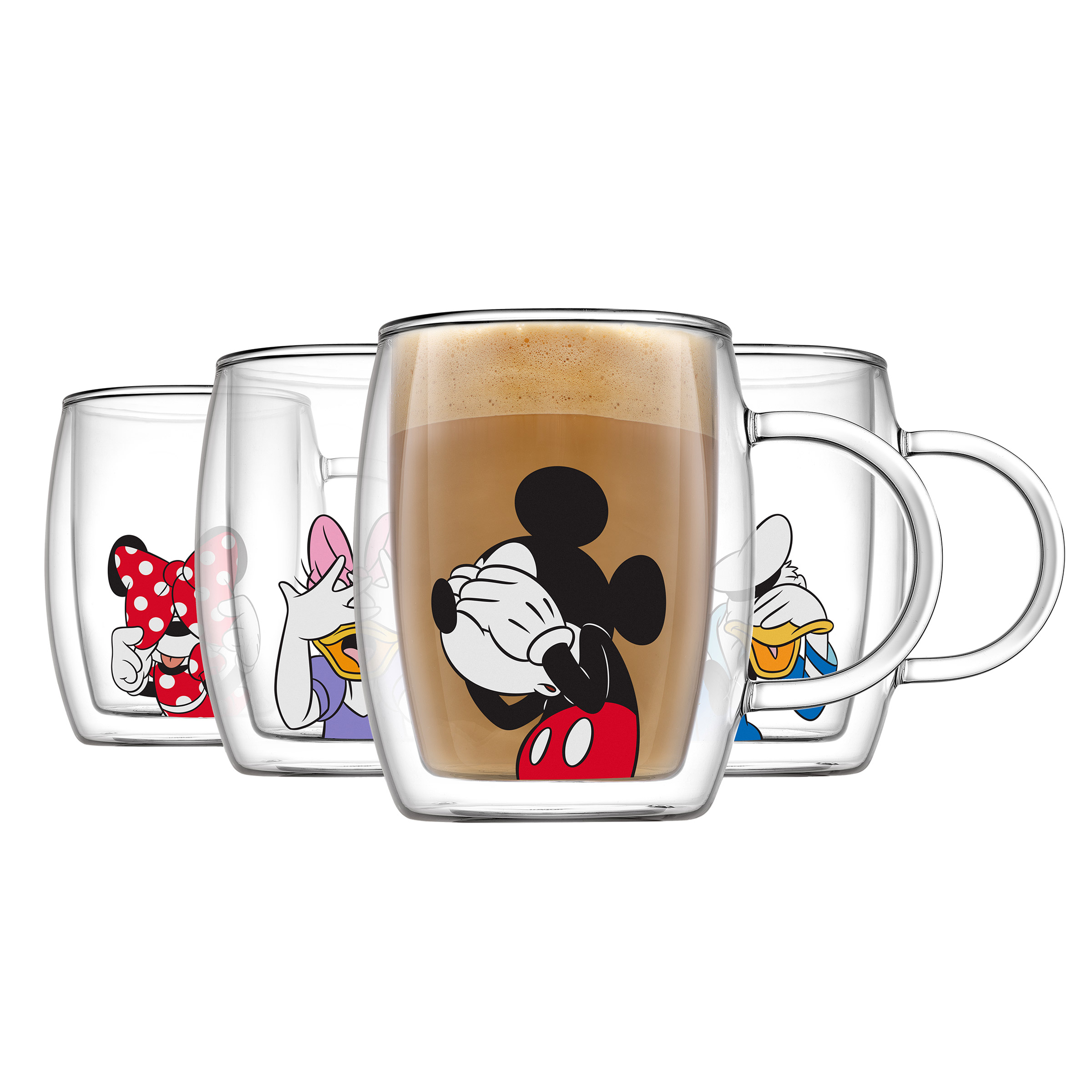 JoyJolt Disney Peek-a-Boo 13.5 oz Double Wall Glass Mug, Set of 4 | Costco