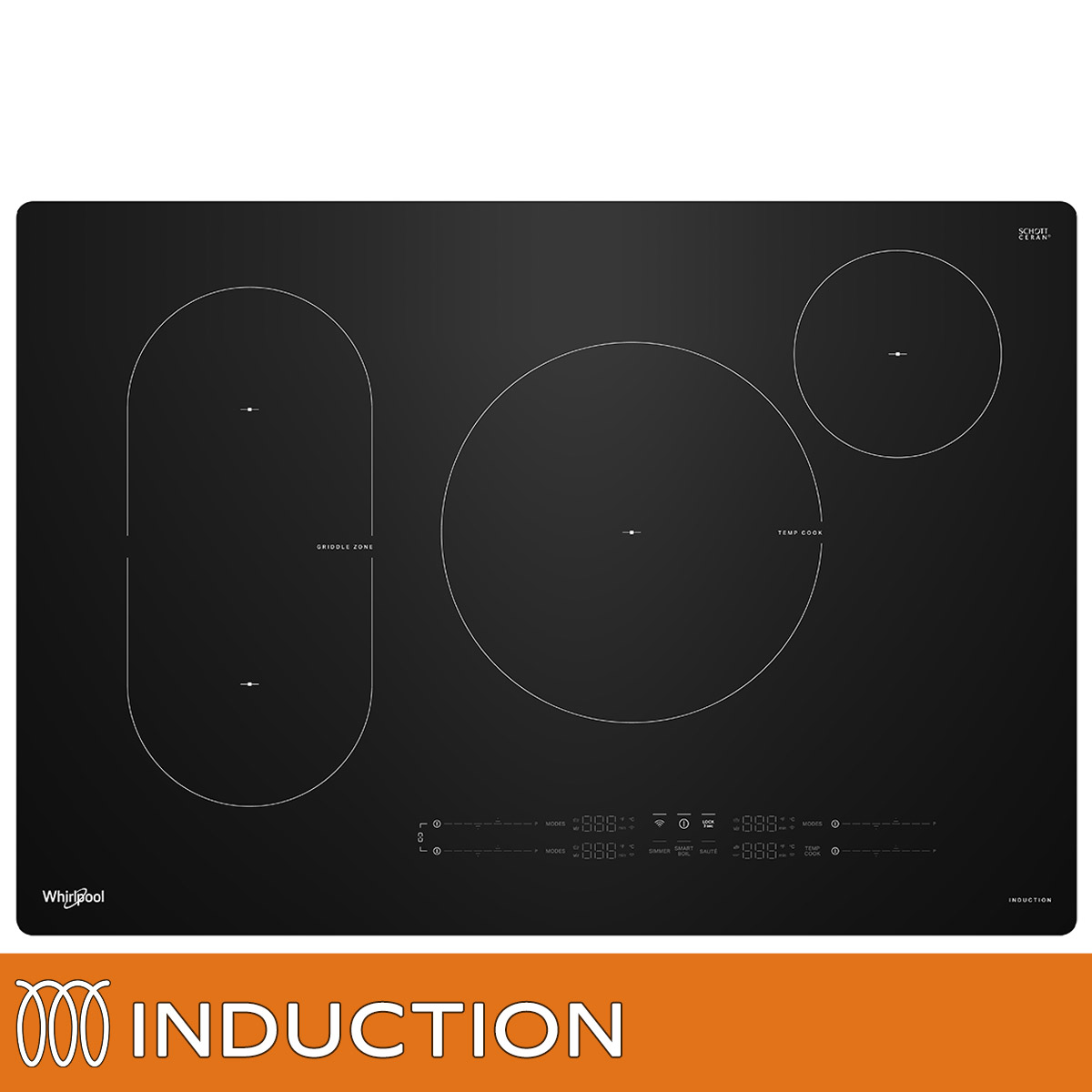 Whirlpool 30 in. Induction 4 Element Cooktop with Temp Cook Technology ...