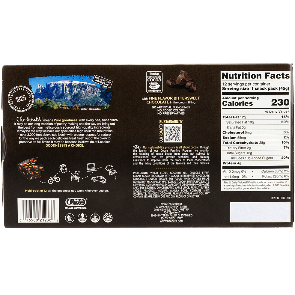 Loacker Classic Crispy Wafers, Dark Chocolate, 1.59 oz, 12 ct | Costco