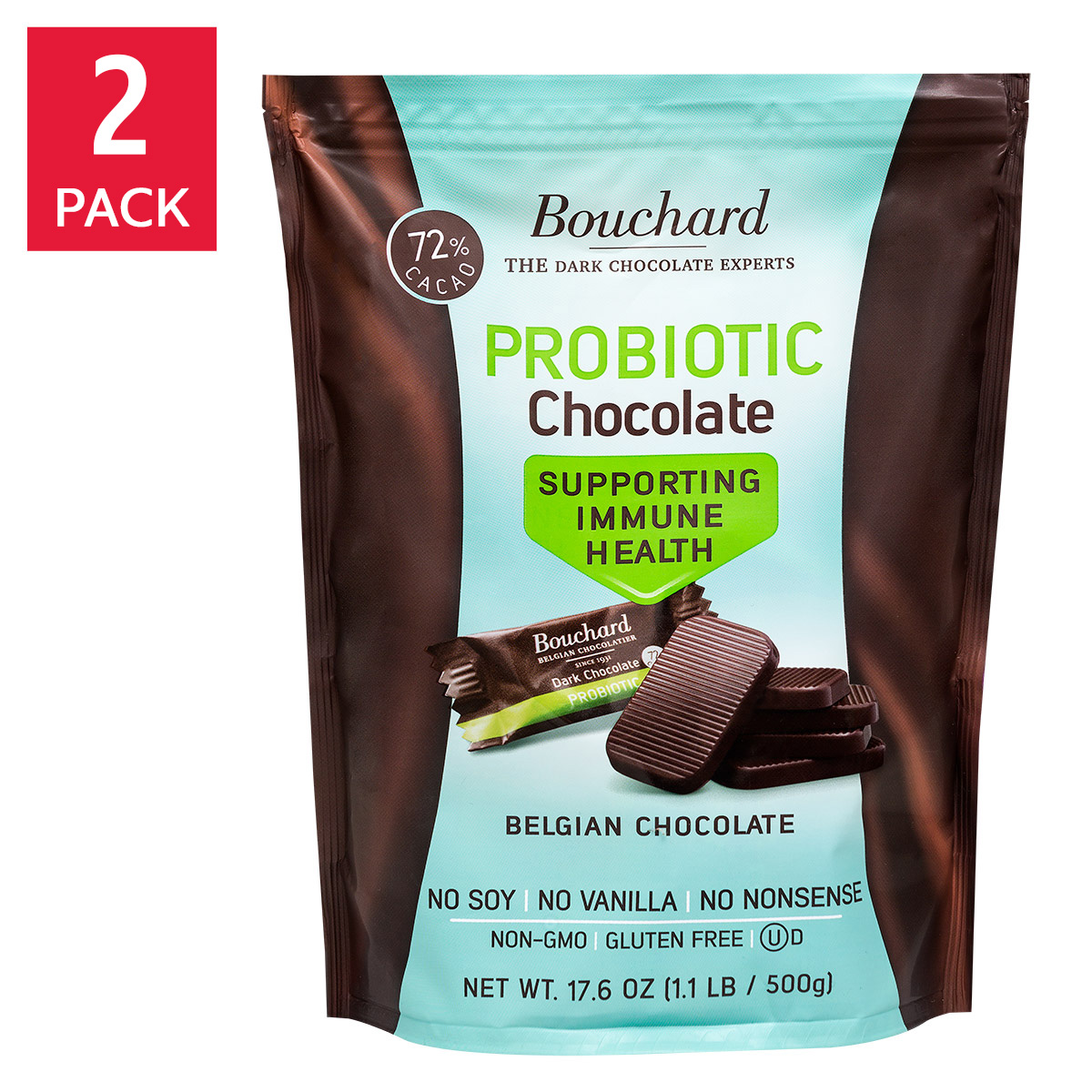 Bouchard Belgian Probiotic Chocolate 1.1 lb 2-pack | Costco