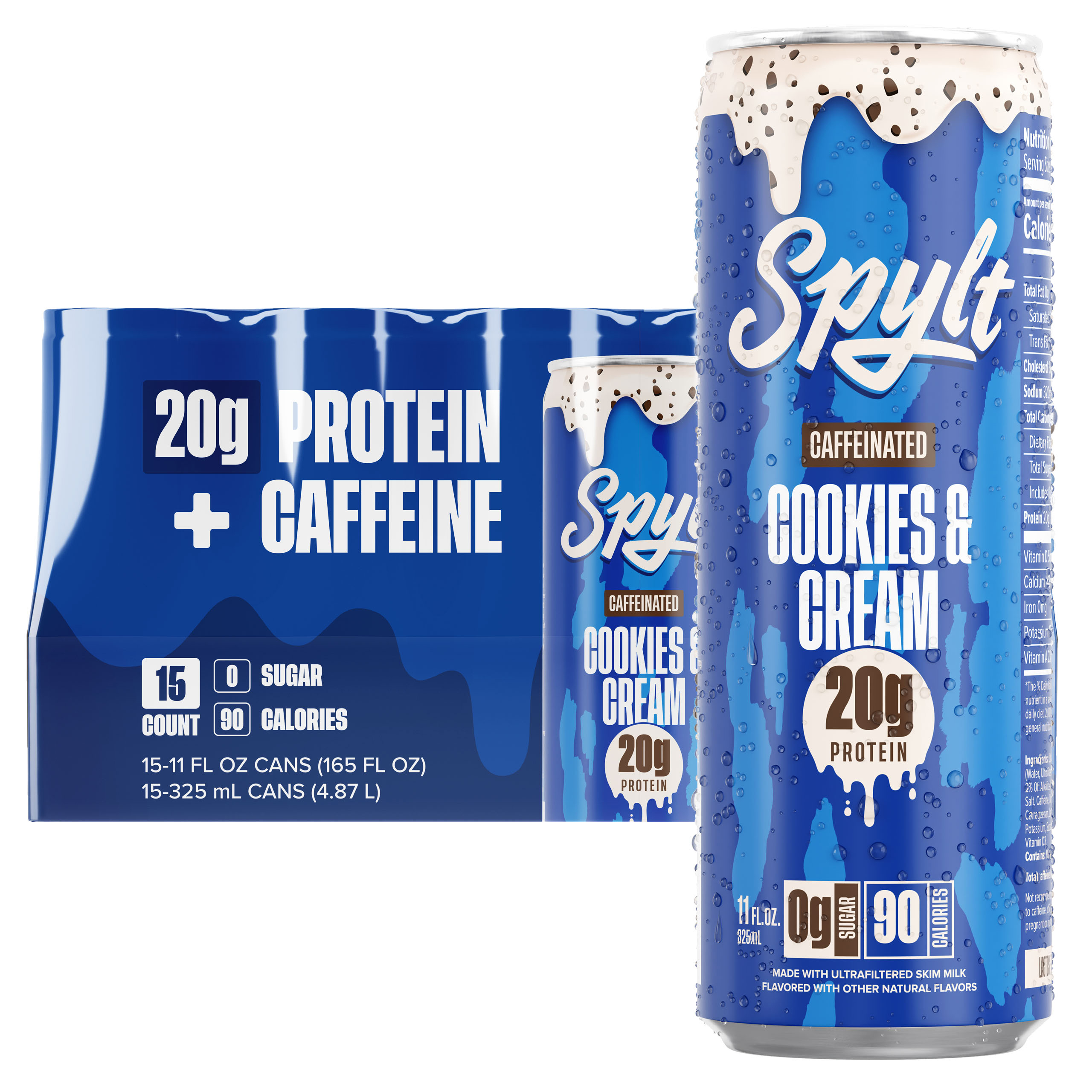 Spylt Caffeinated Protein Milk, Cookies & Cream, 11 fl oz, 15-count ...
