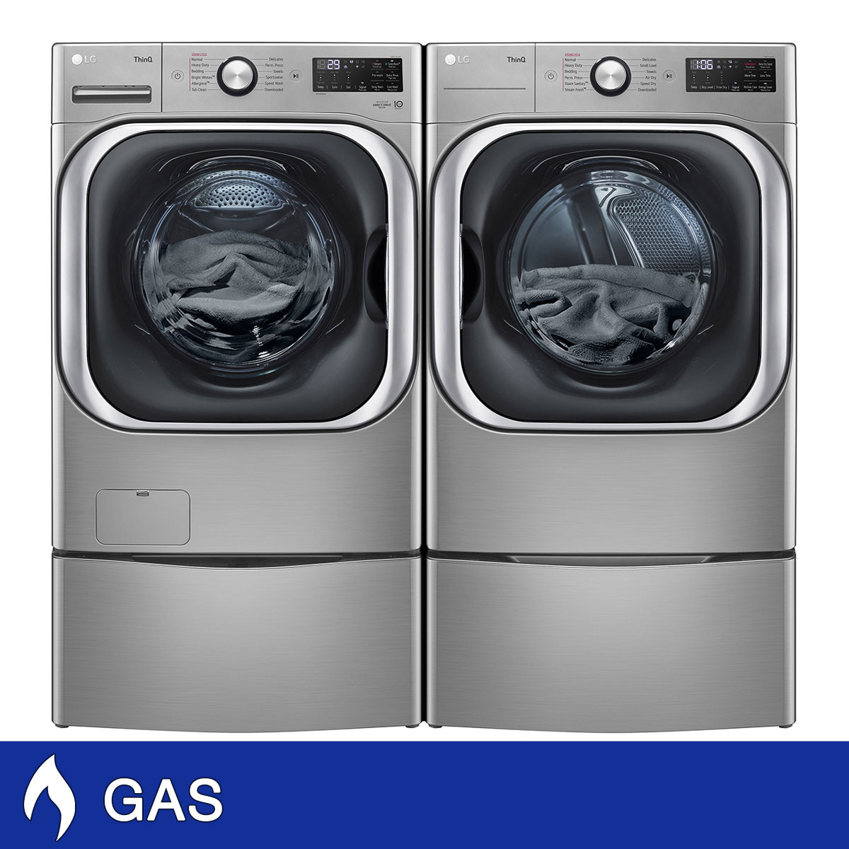LG 5.2 cu. ft. Front Load Washer with TurboWash and 9.0 cu. ft. GAS ...