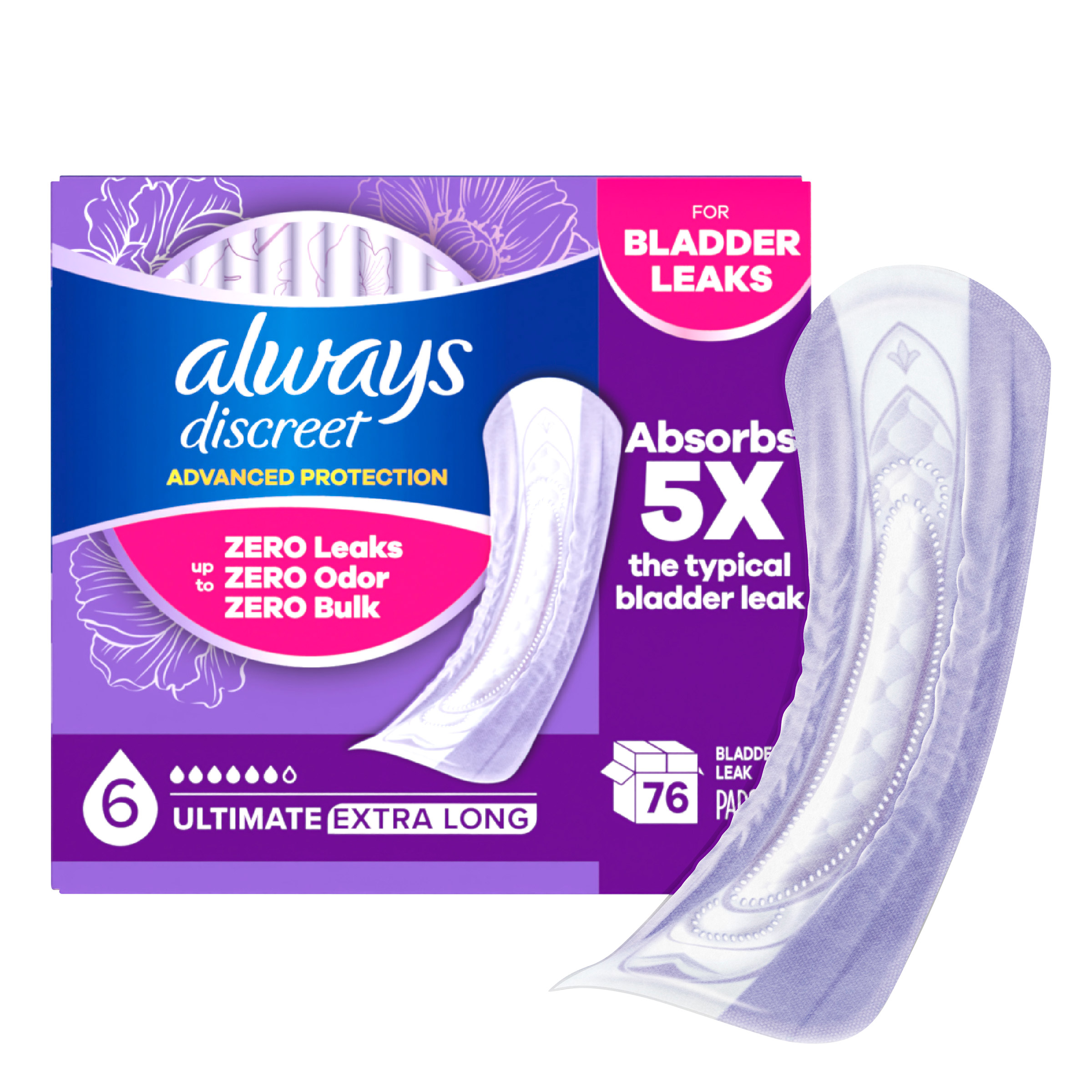 Always Discreet Advanced Protection Incontinence Pads for Women ...