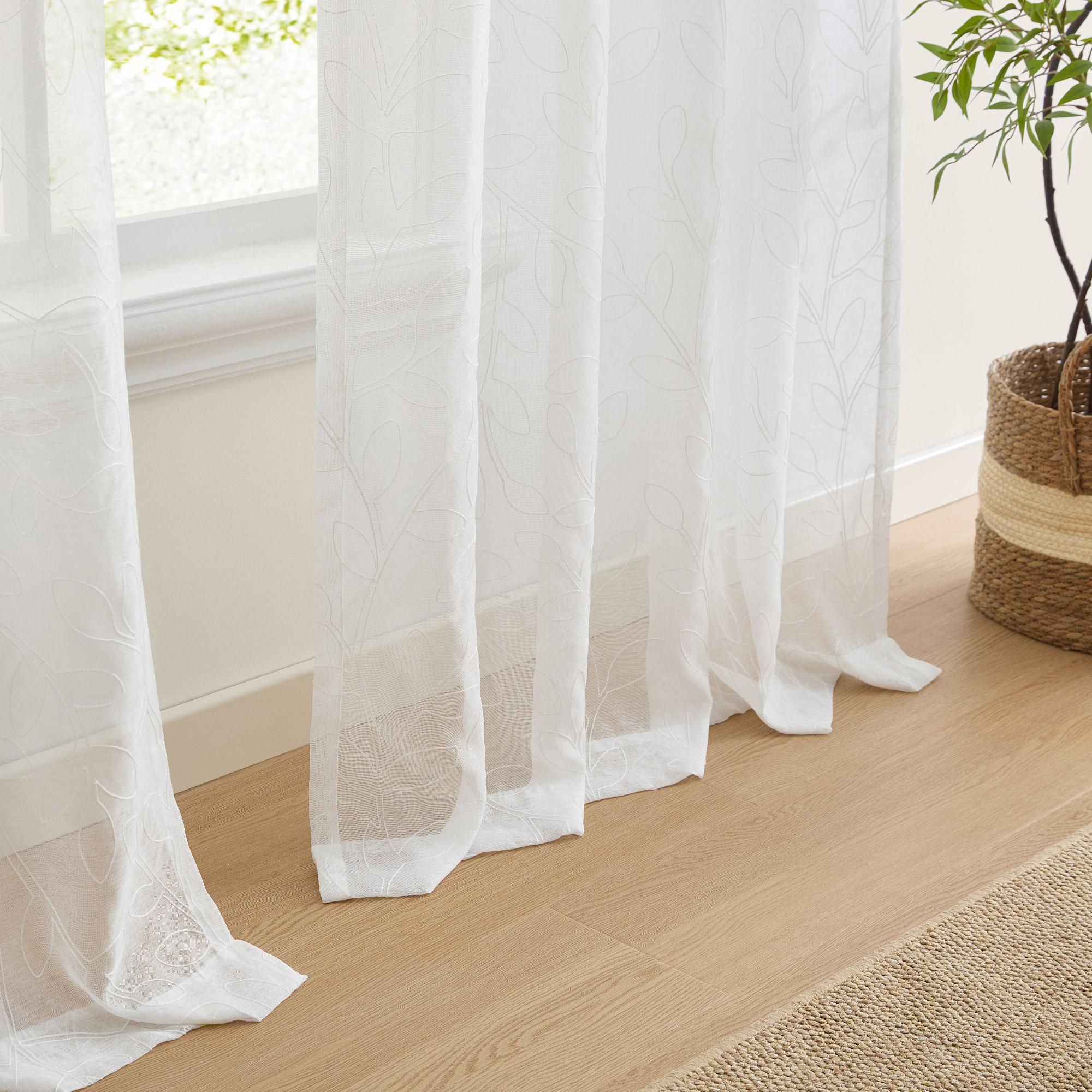Aliso Embroidered Sheer Window Curtain | Costco