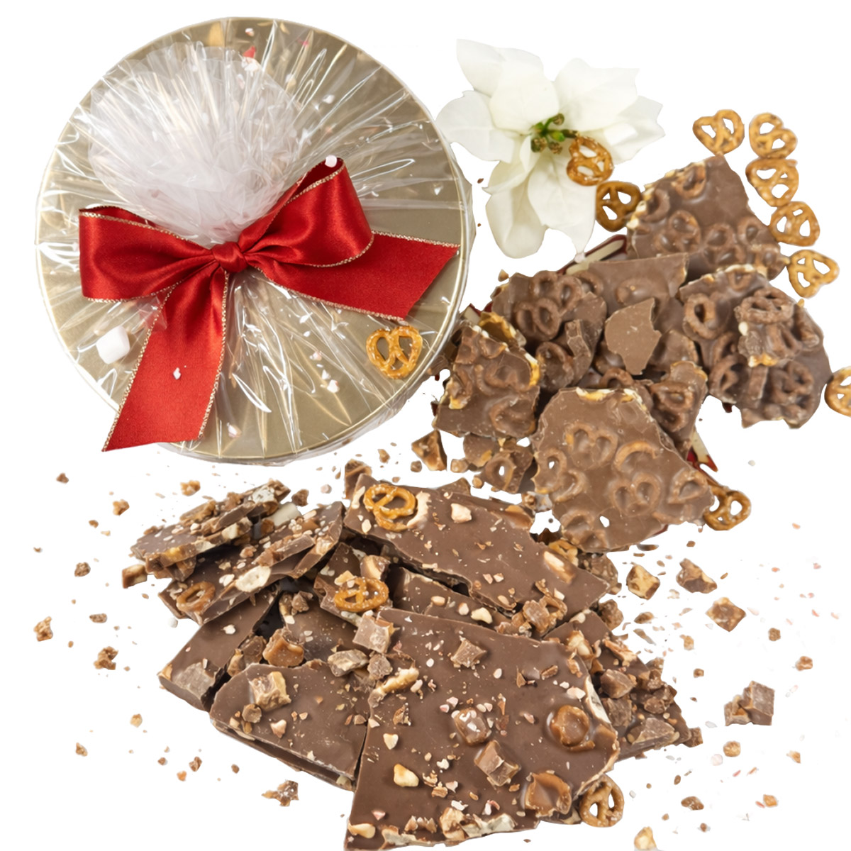 Jelina Chocolatier Handcrafted Chocolate Bark Duo Tin, 1.5 lbs | Costco