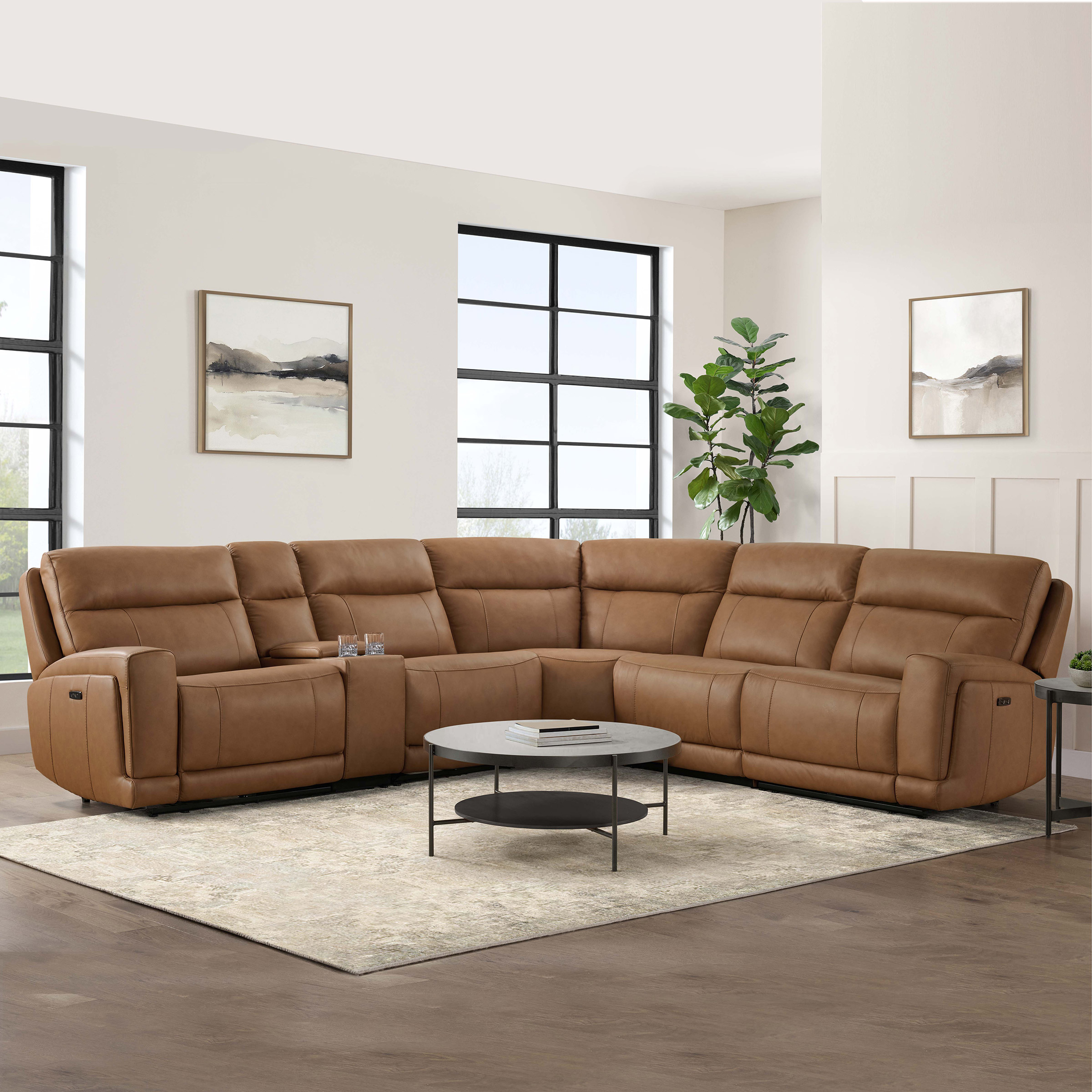 Gilman Creek 6-piece Top-grain Leather Power Reclining Sectional | Costco