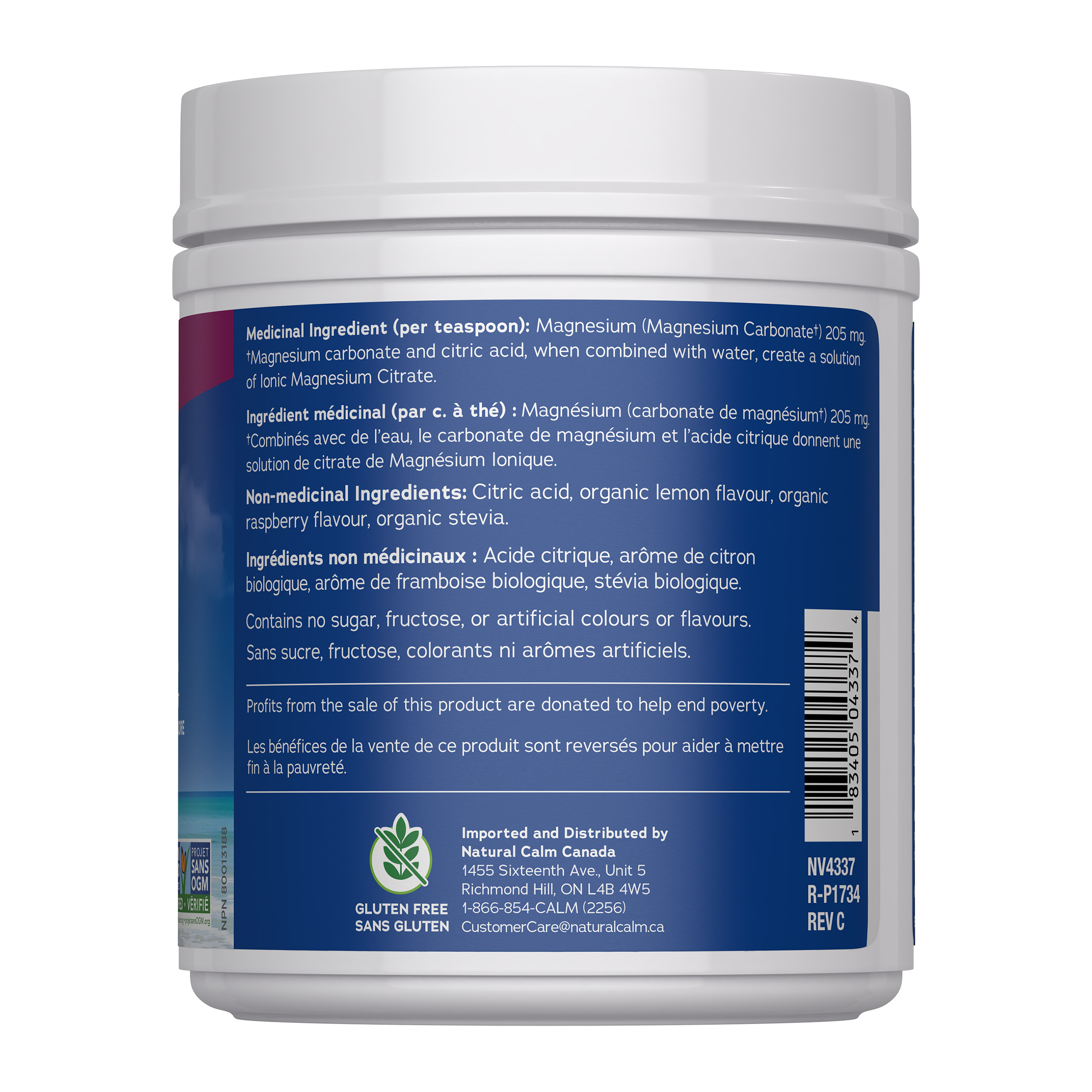 Natural Calm Magnesium Powder Raspberry Lemon - 567 g Powder | Costco