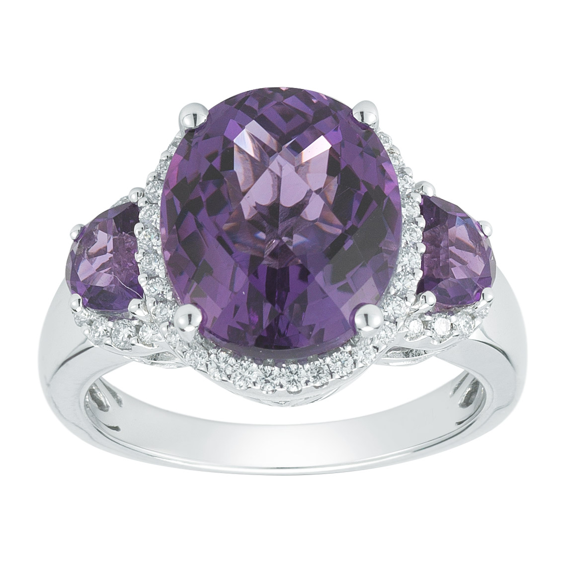Oval and Half Moon Amethyst and Diamond Ring (0.28 ctw) | Costco