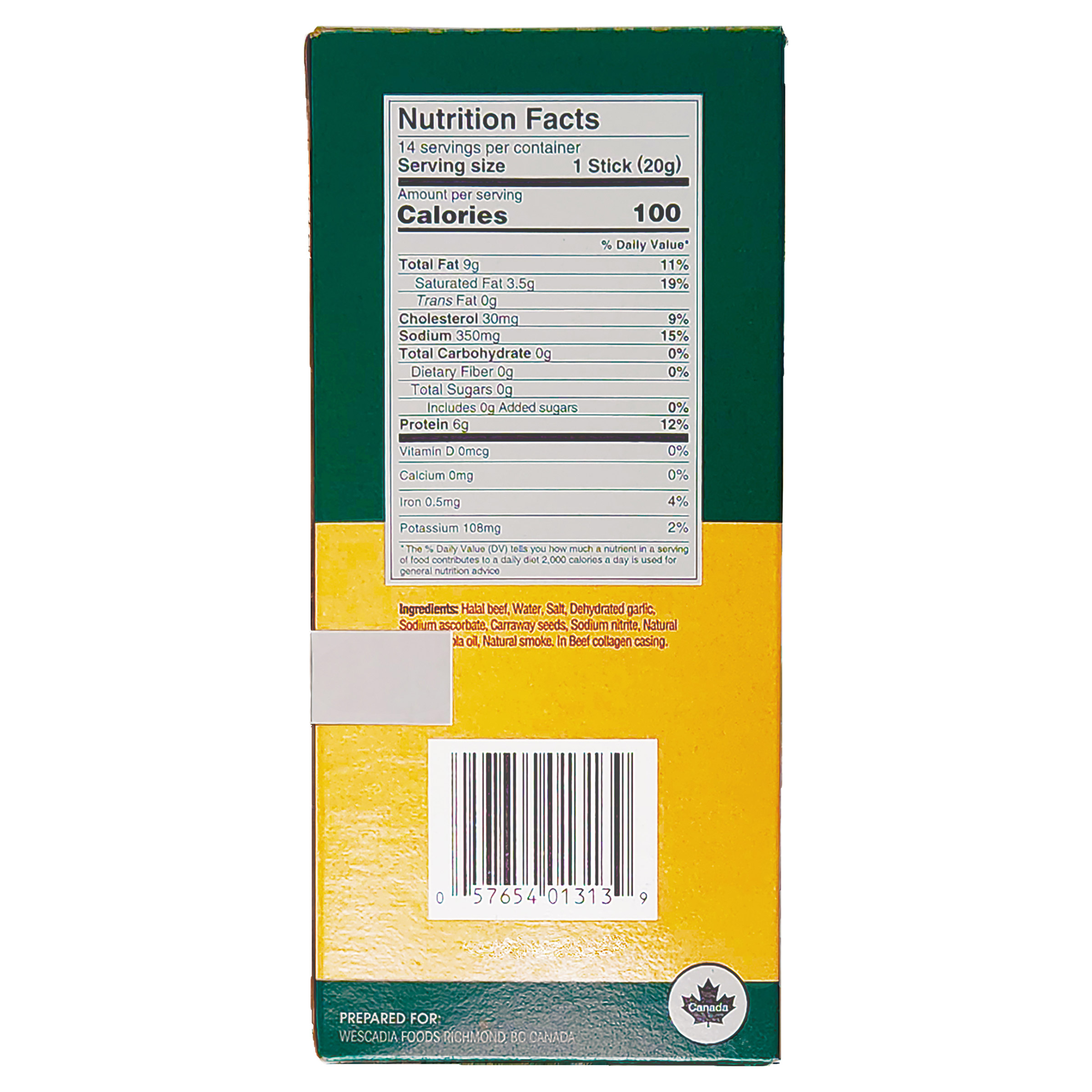 Shahir Halal Beef Sticks, Mild, 0.71 oz, 14-count | Costco