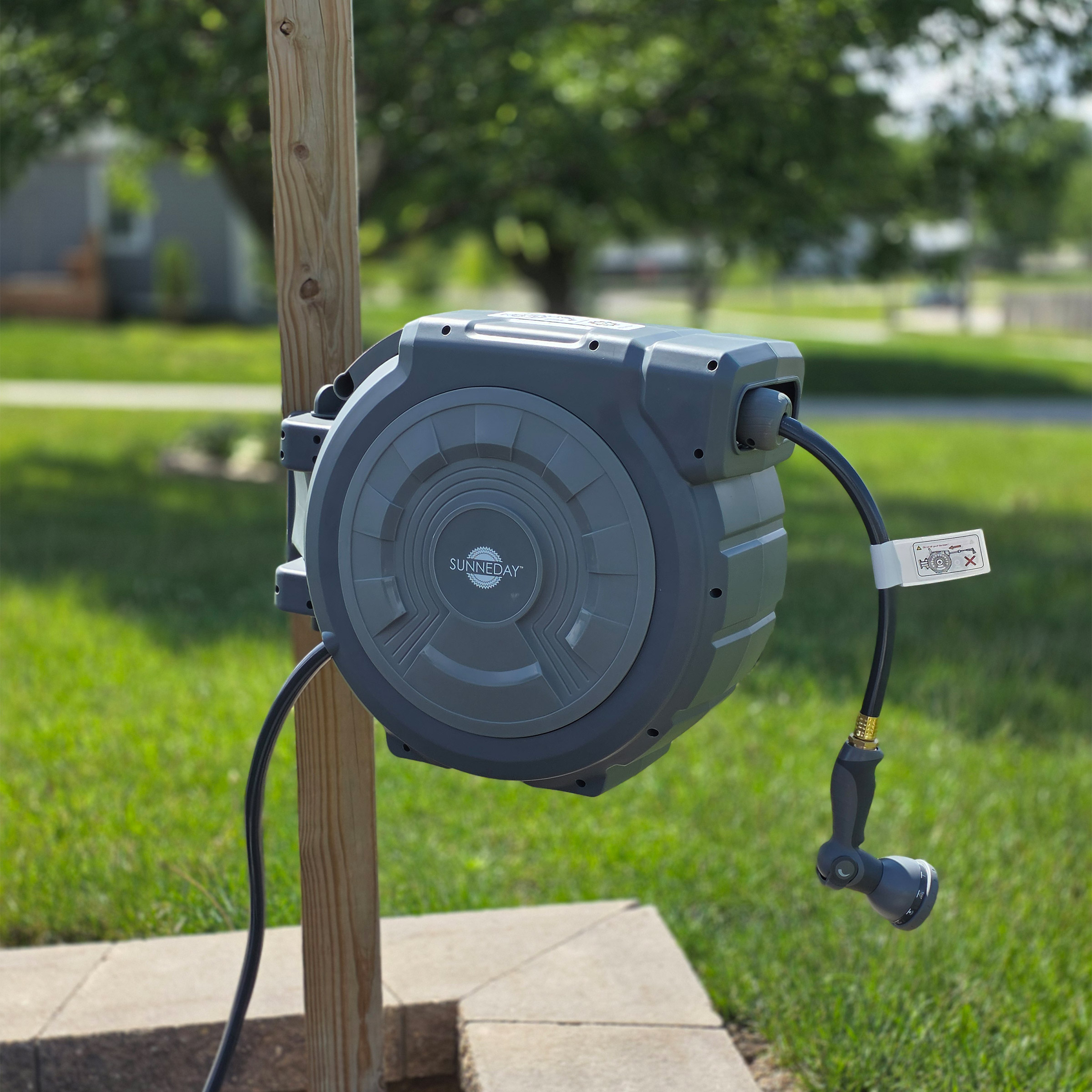 Sunneday 100 ft 5/8" Automatic Retractable Garden Hose Reel with Wall ...