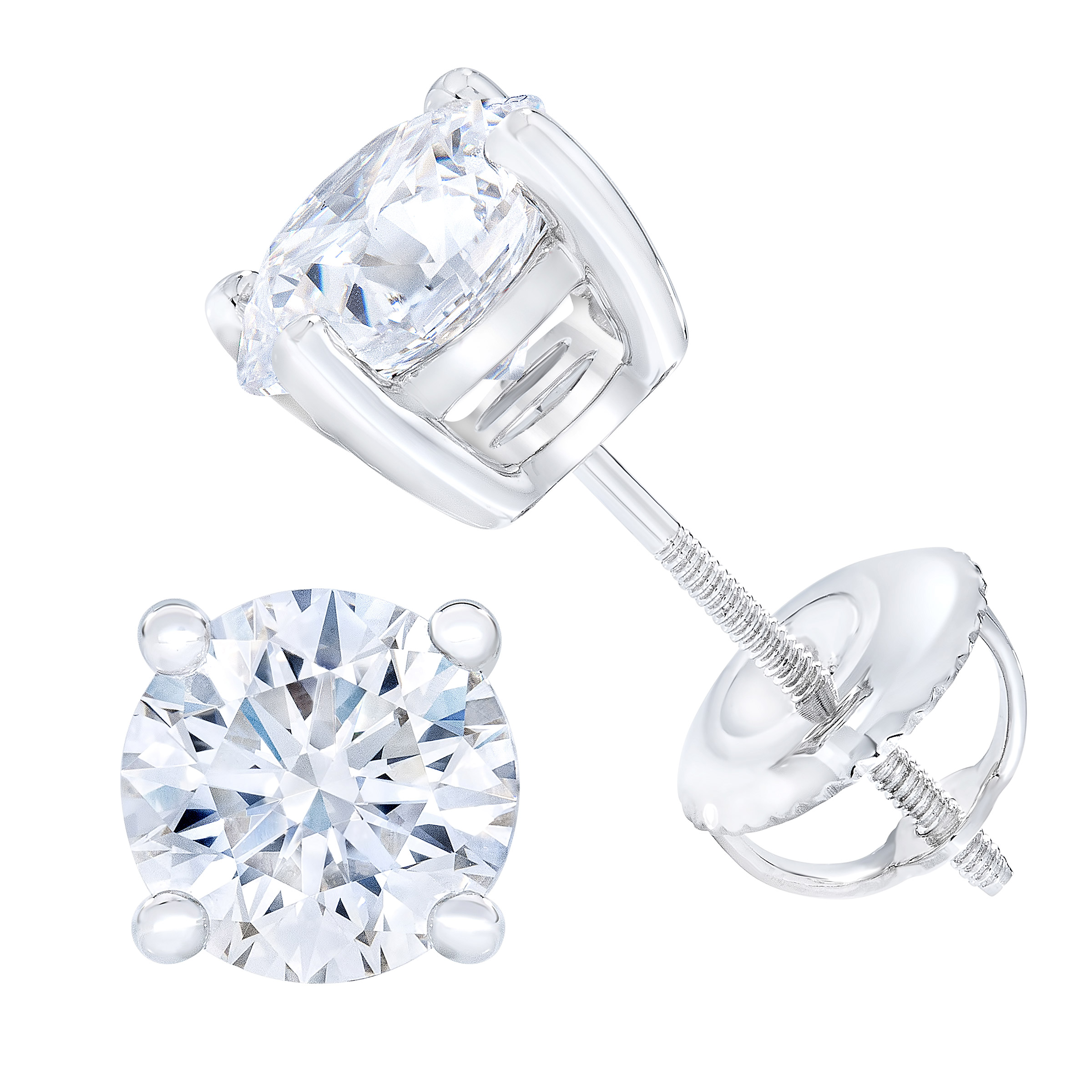 Round Brilliant 2.07 ctw VVS2 Clarity, G Color Diamond Platinum Stud ...