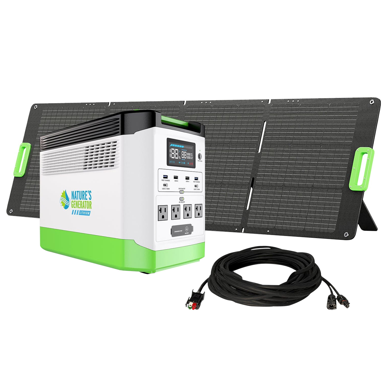 Nature's Generator Lithium 1800 Solar Generator with 200W Folding Solar ...