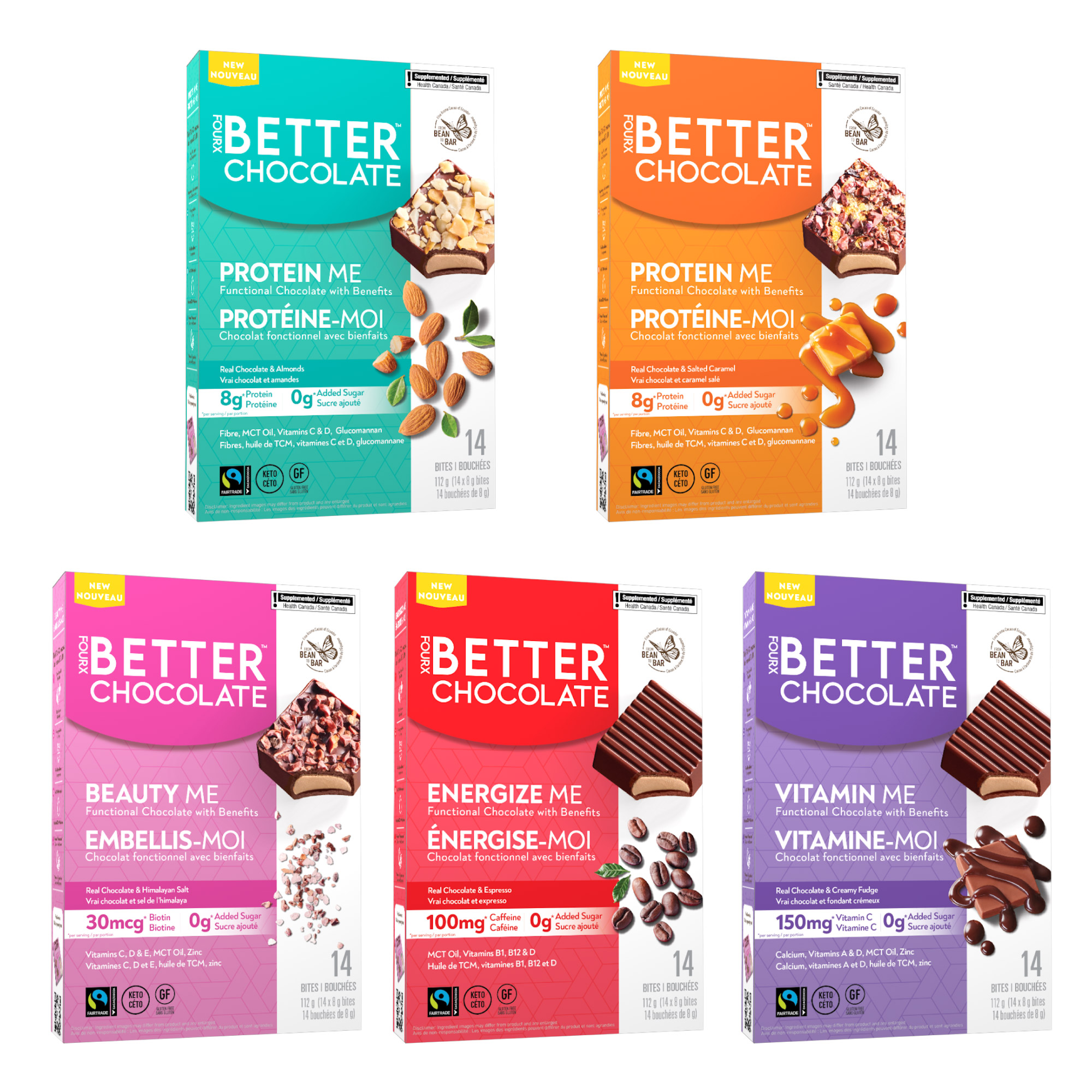 FourX Better Chocolate - Chocolate Bites, Variety Pack, 5 × 112 g | Costco