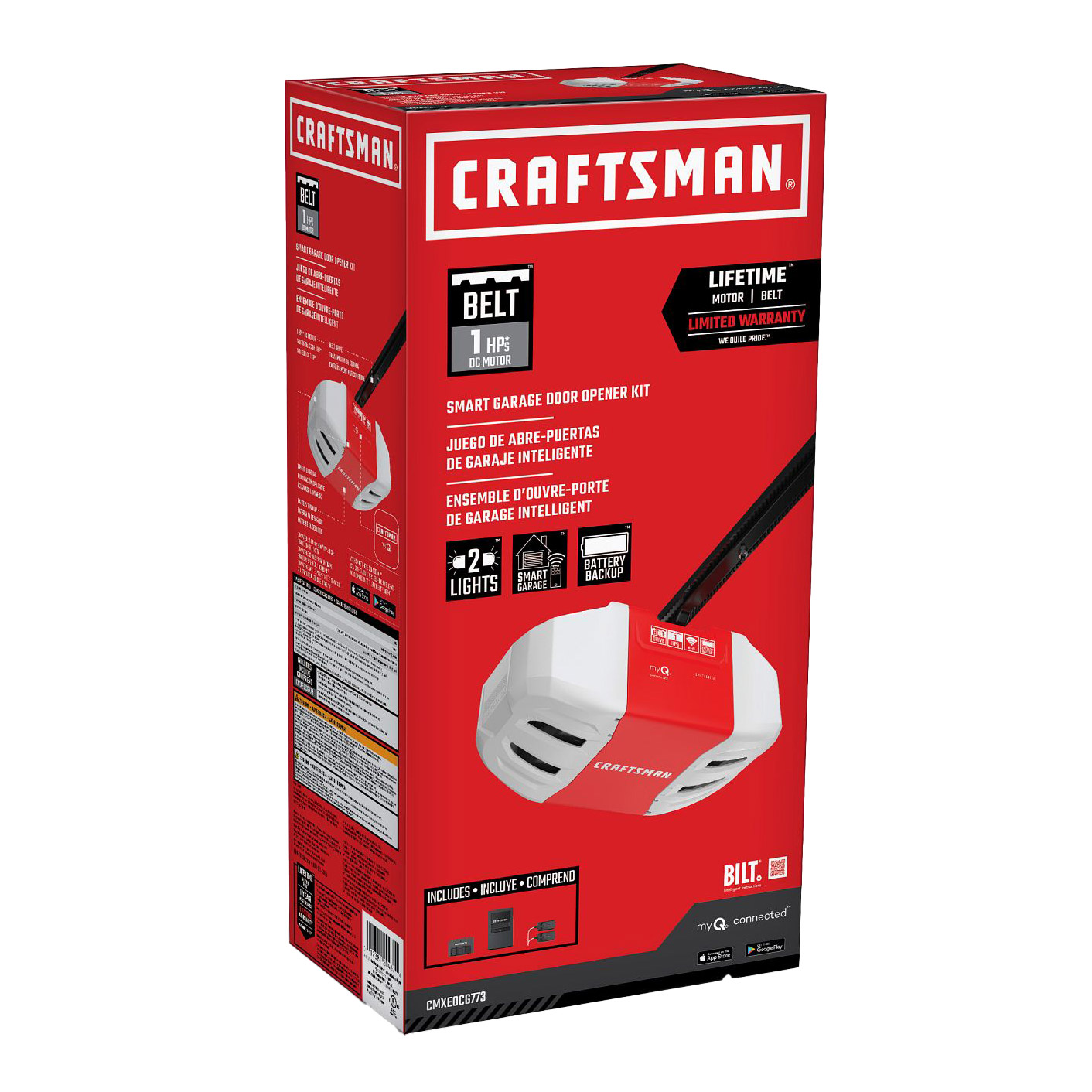 CRAFTSMAN 1-HP myQ Ultra Quiet Smart Compatible Belt Drive Garage Door ...
