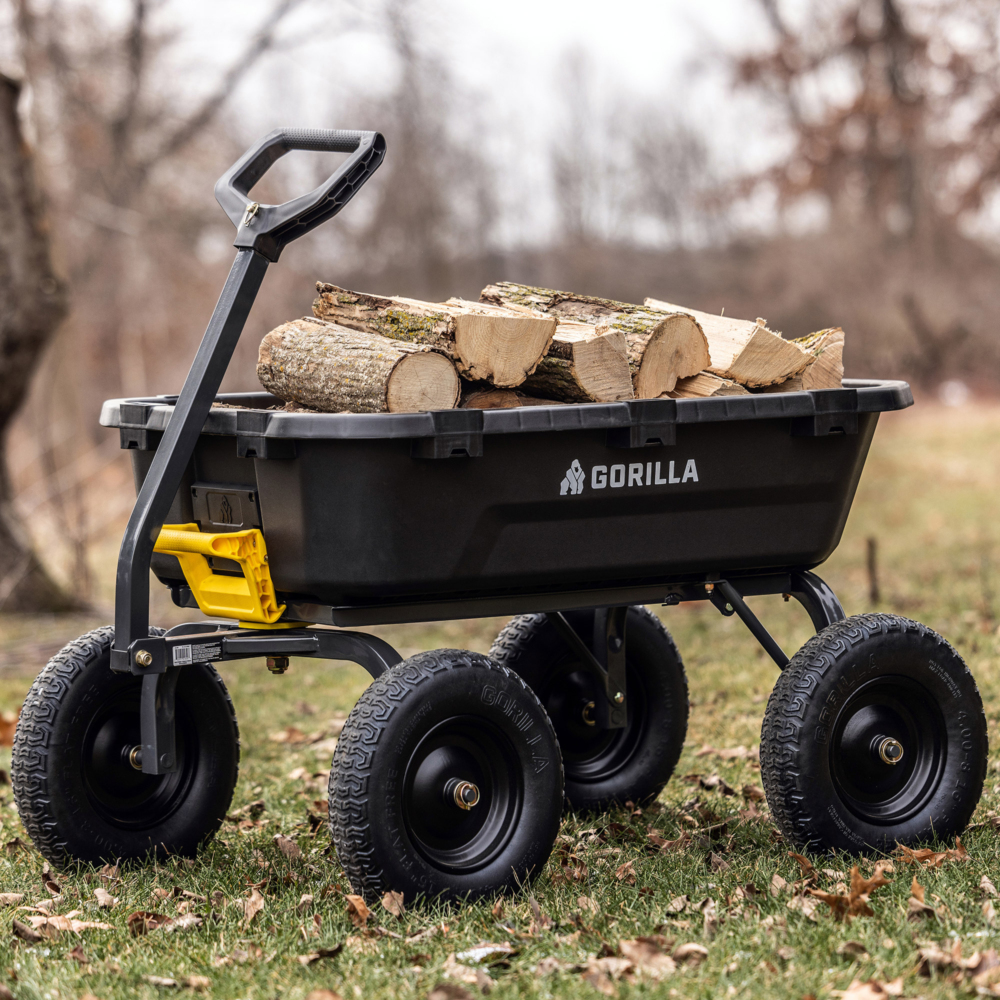 Gorilla 9 cu ft. Heavy Duty Poly Yard Dump Cart with No Flat Tires | Costco