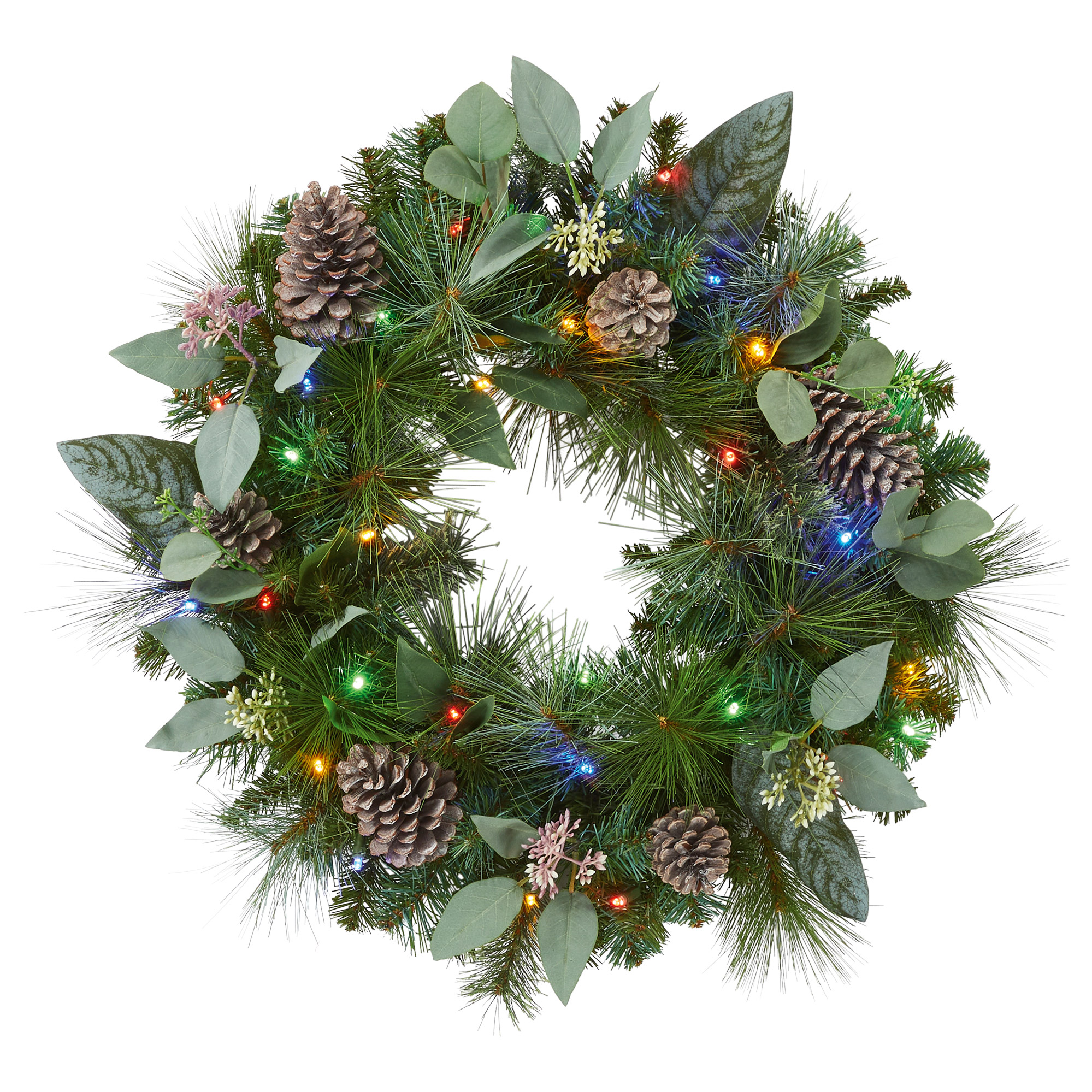 61 cm (24 in.) Pre-Lit Wreath with 30 Battery Operated LED Lights | Costco