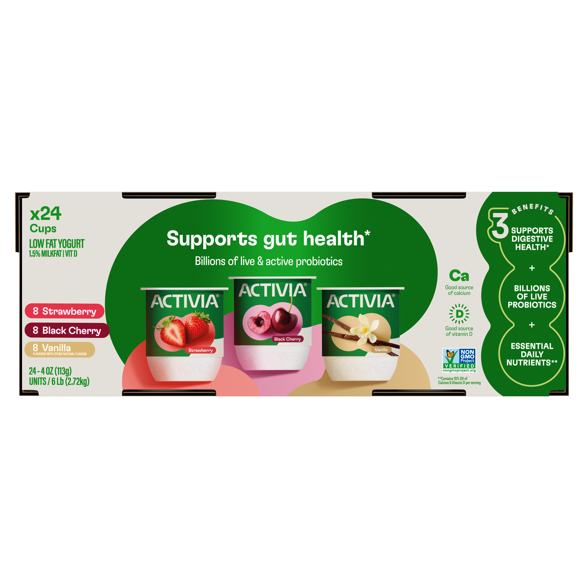 Activia Low Fat Yogurt Variety Pack, 4 oz, 24-count | Costco