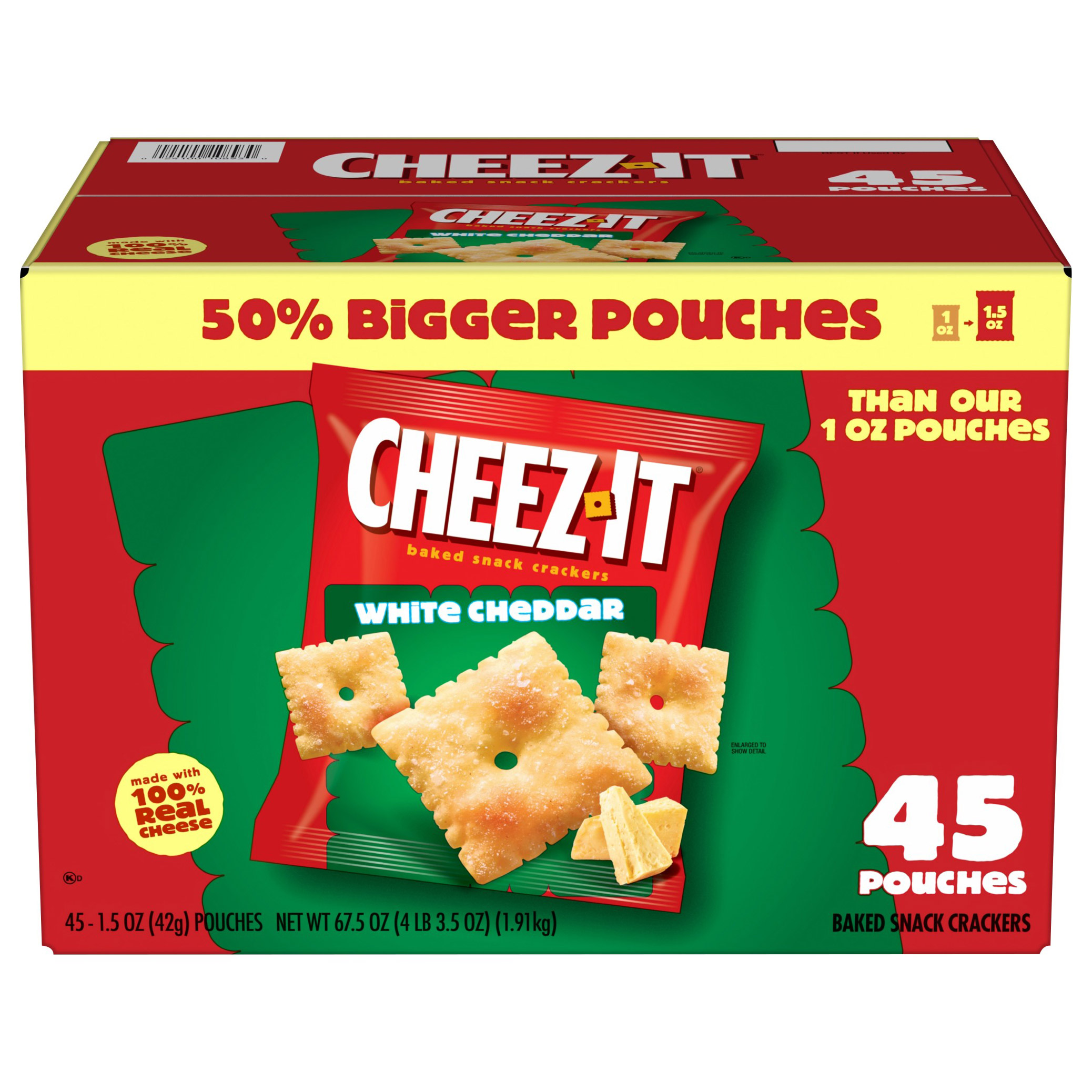 Cheez-It White Cheddar Baked Snack Cracker, 1.5 oz, 45-count | Costco
