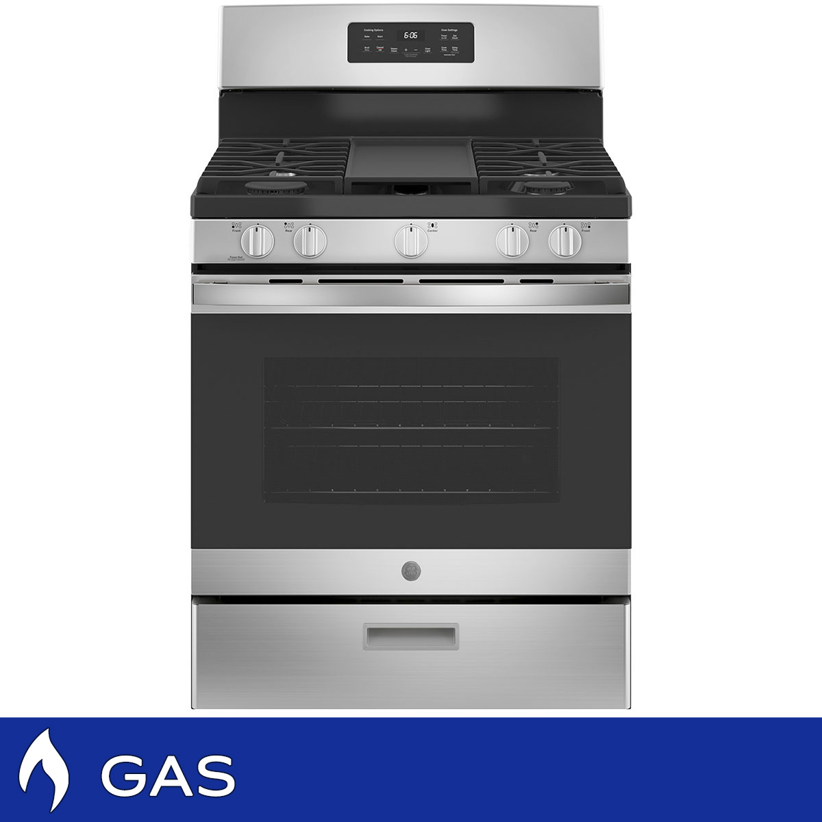 GE 30" 5.0 cu. ft. GAS Free-Standing Range with Center Oval Burner ...