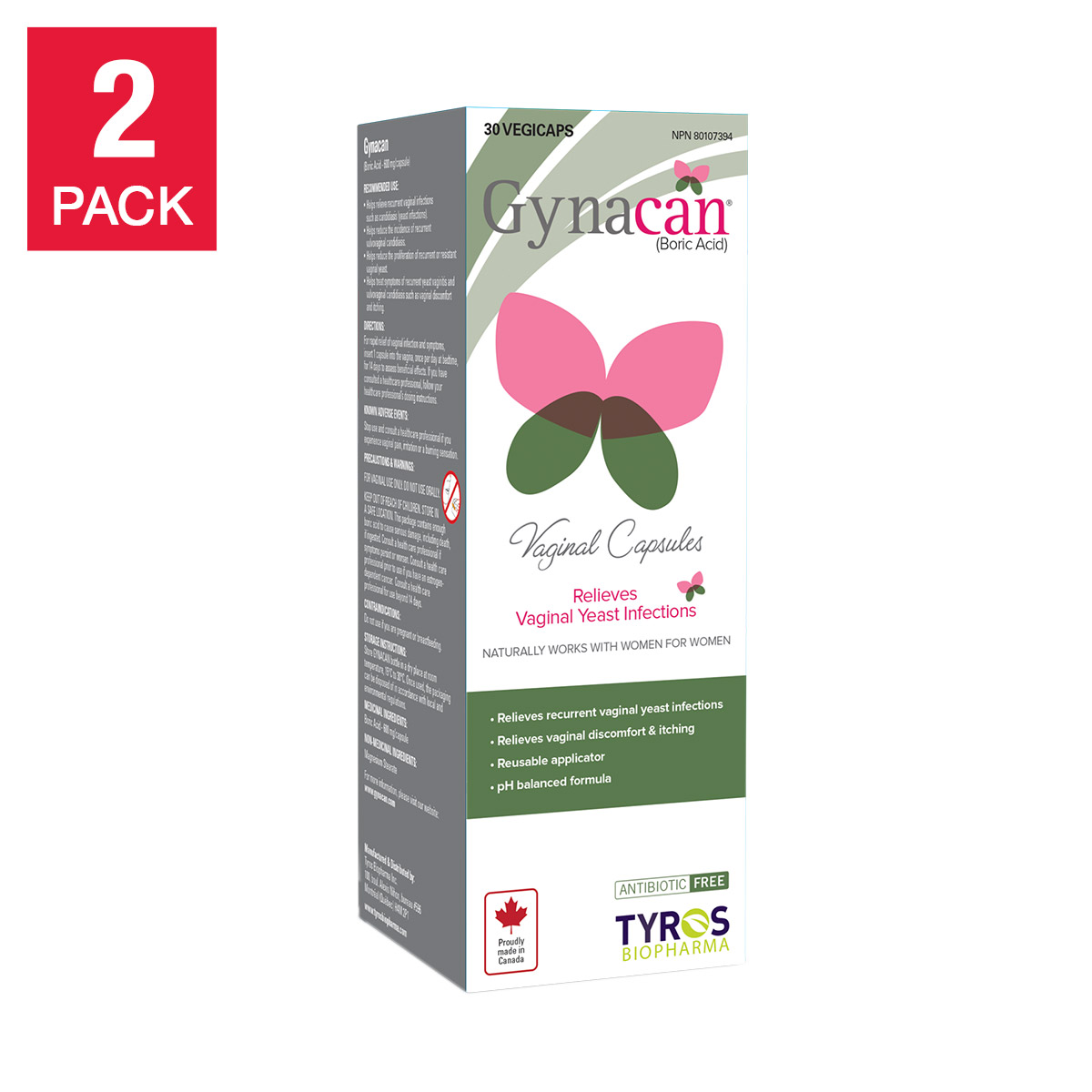 Gynacan Vaginal Capsules, 2 x 30 Vegicaps | Costco
