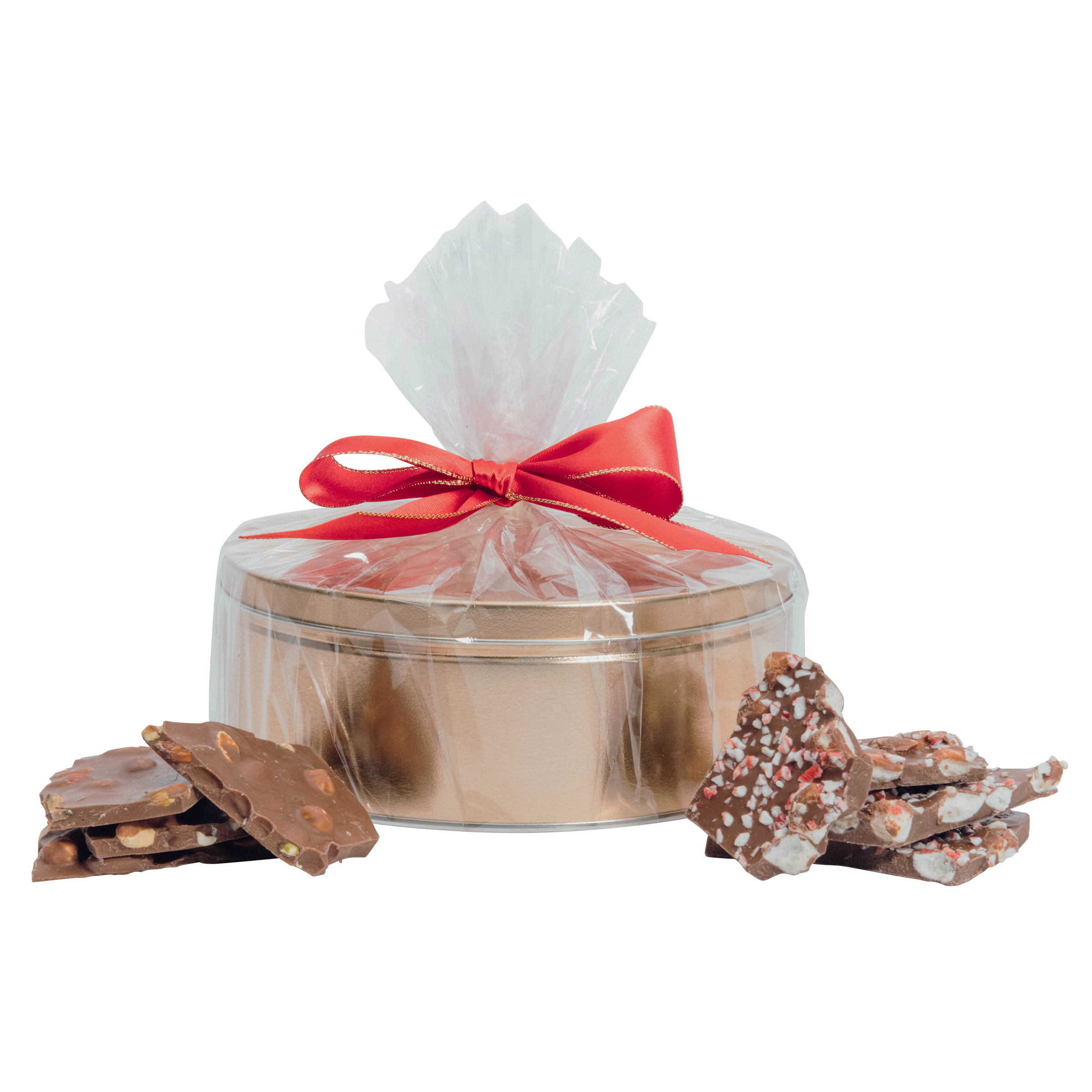 Jelina Chocolatier Handcrafted Chocolate Bark Duo Tin, 1.5 lbs | Costco
