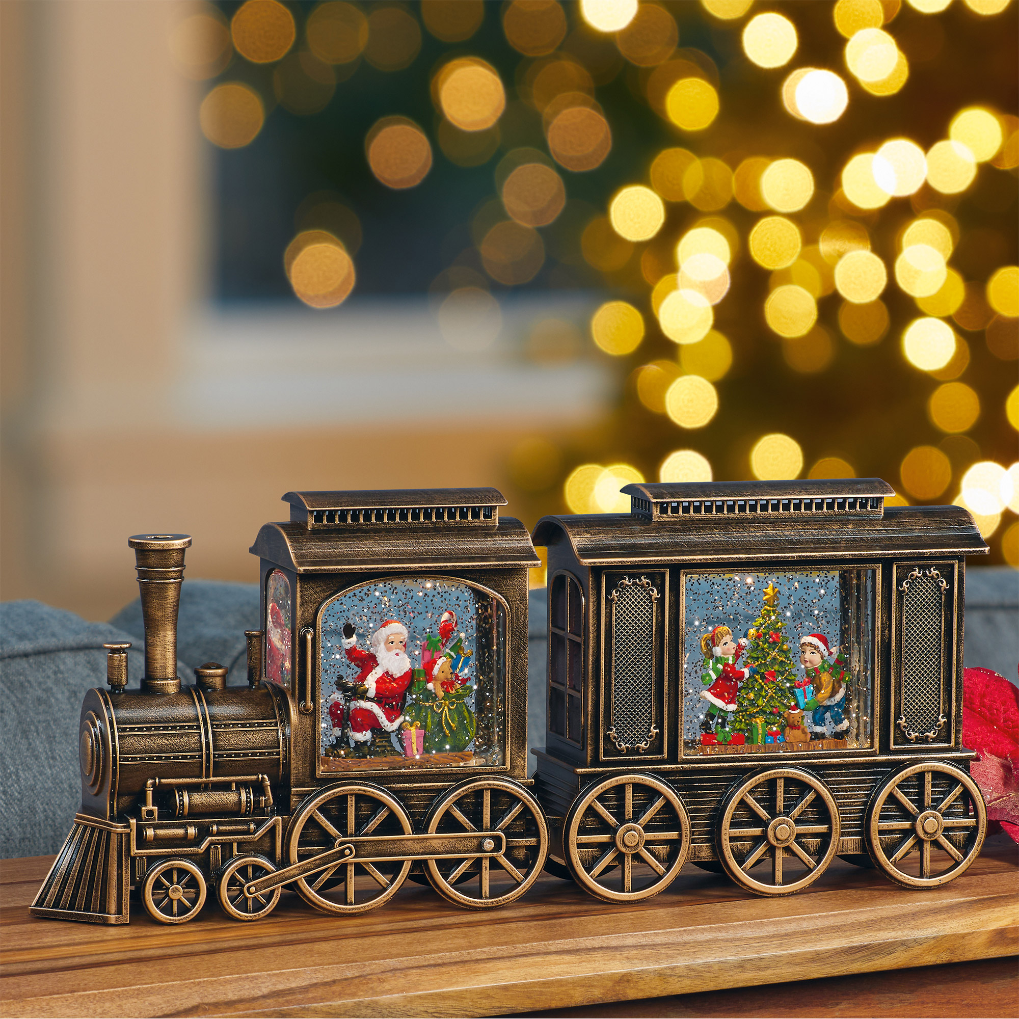 Holiday Train Express Water Globes with Glitter, 2 pieces, Bronze | Costco