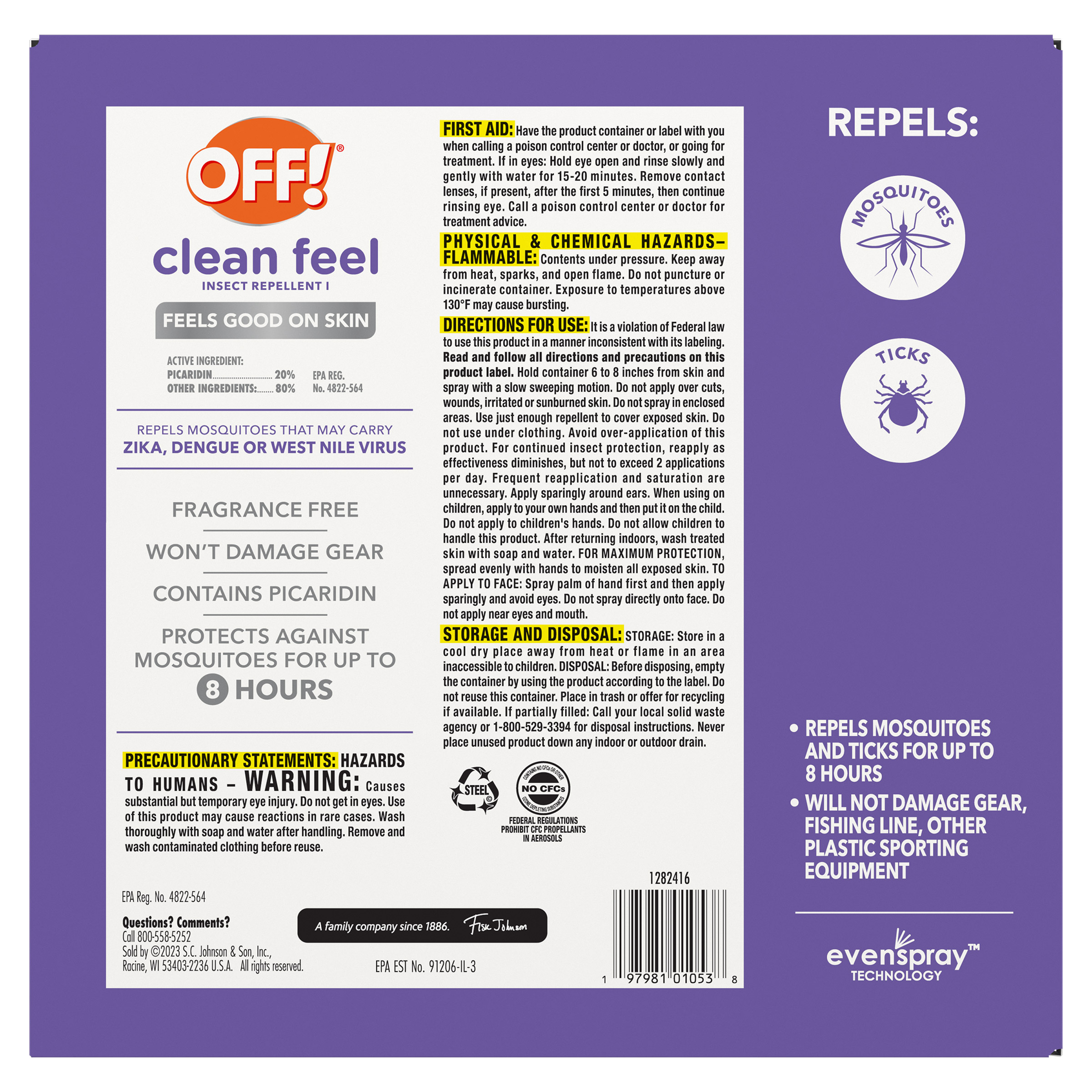 OFF! Clean Feel Mosquito Repellent Picaridin DEET-free Bug Spray Set ...