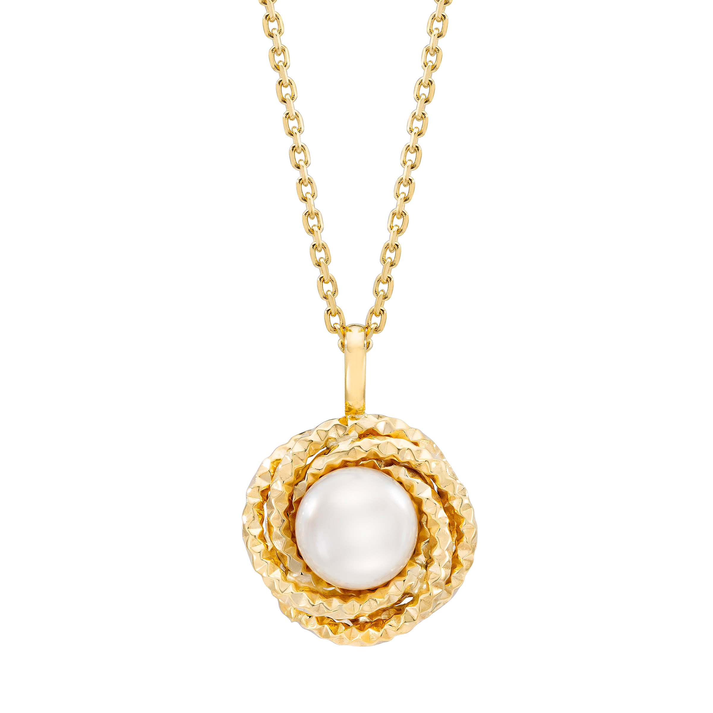 Freshwater Cultured 7-7.5 mm Pearl 14kt Yellow Gold Love Knot Pendant ...