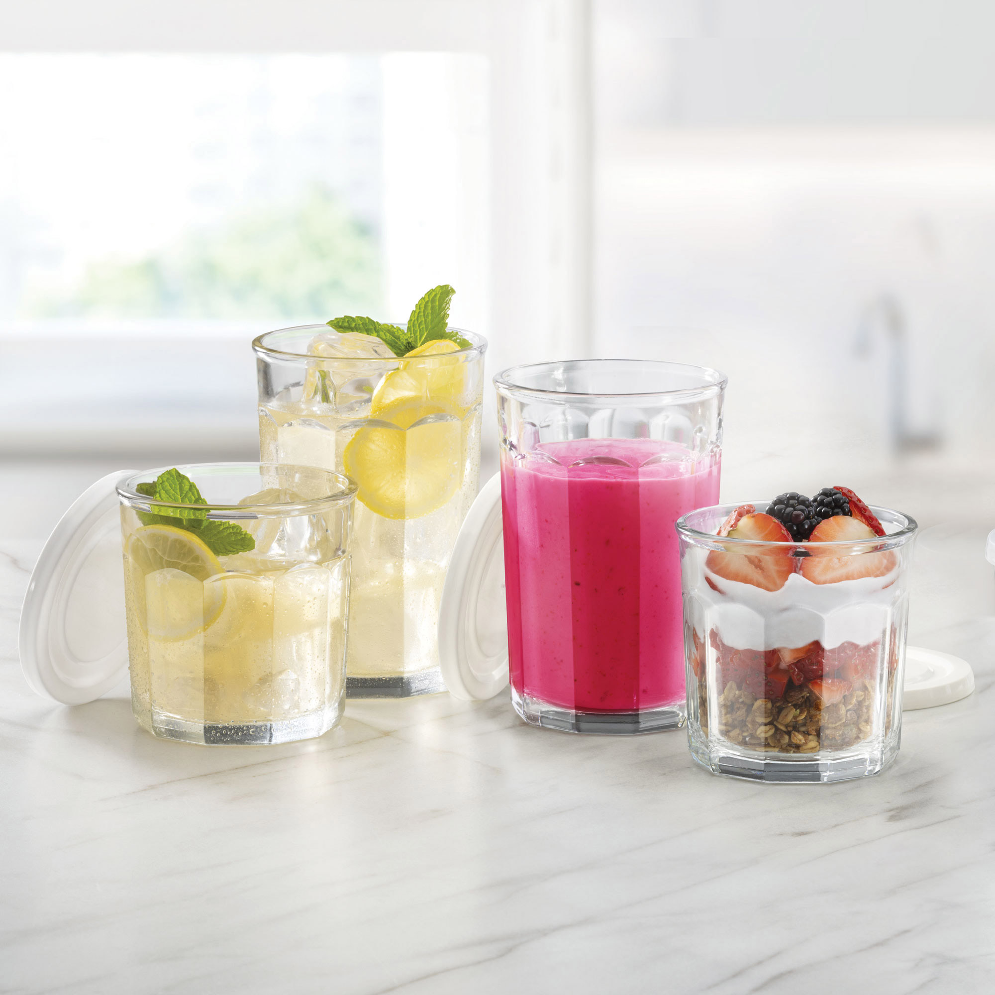 Libbey Atria 16pc Glassware Set with Lids | Costco