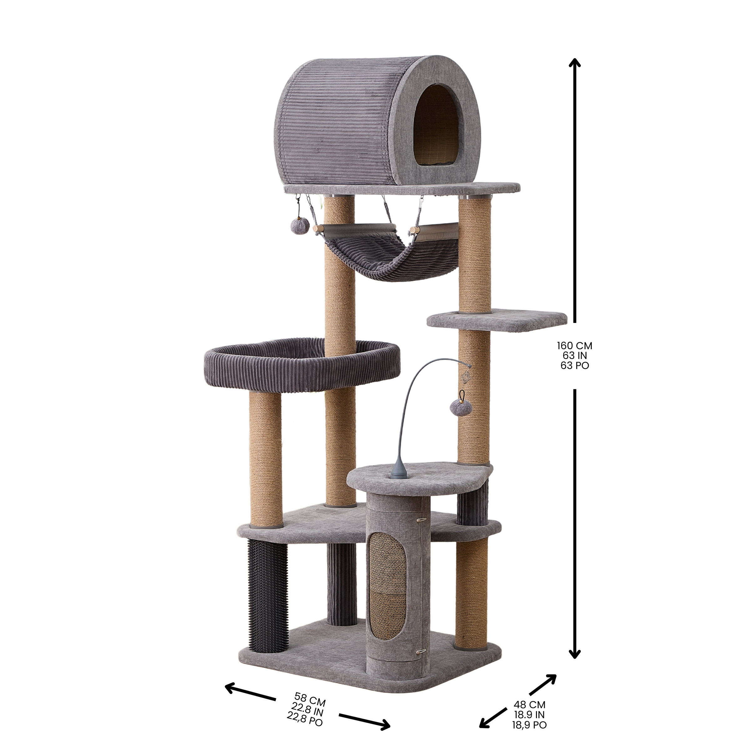 Catry Cascade Cat Tree, With 5 Levels and Condo, Gray | Costco