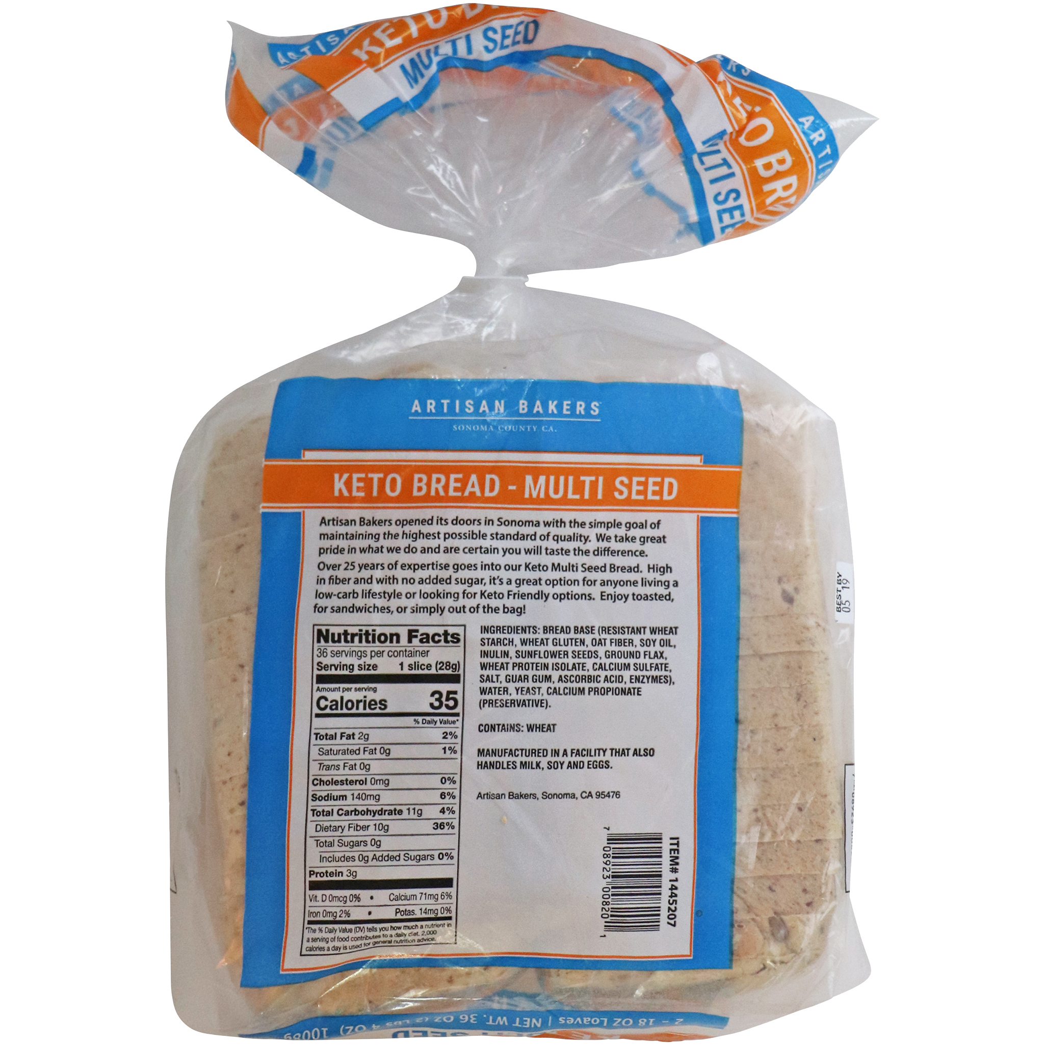 Artisan Bakers Multi Seed Keto Bread, Sliced, 18 oz, 2 ct | Costco