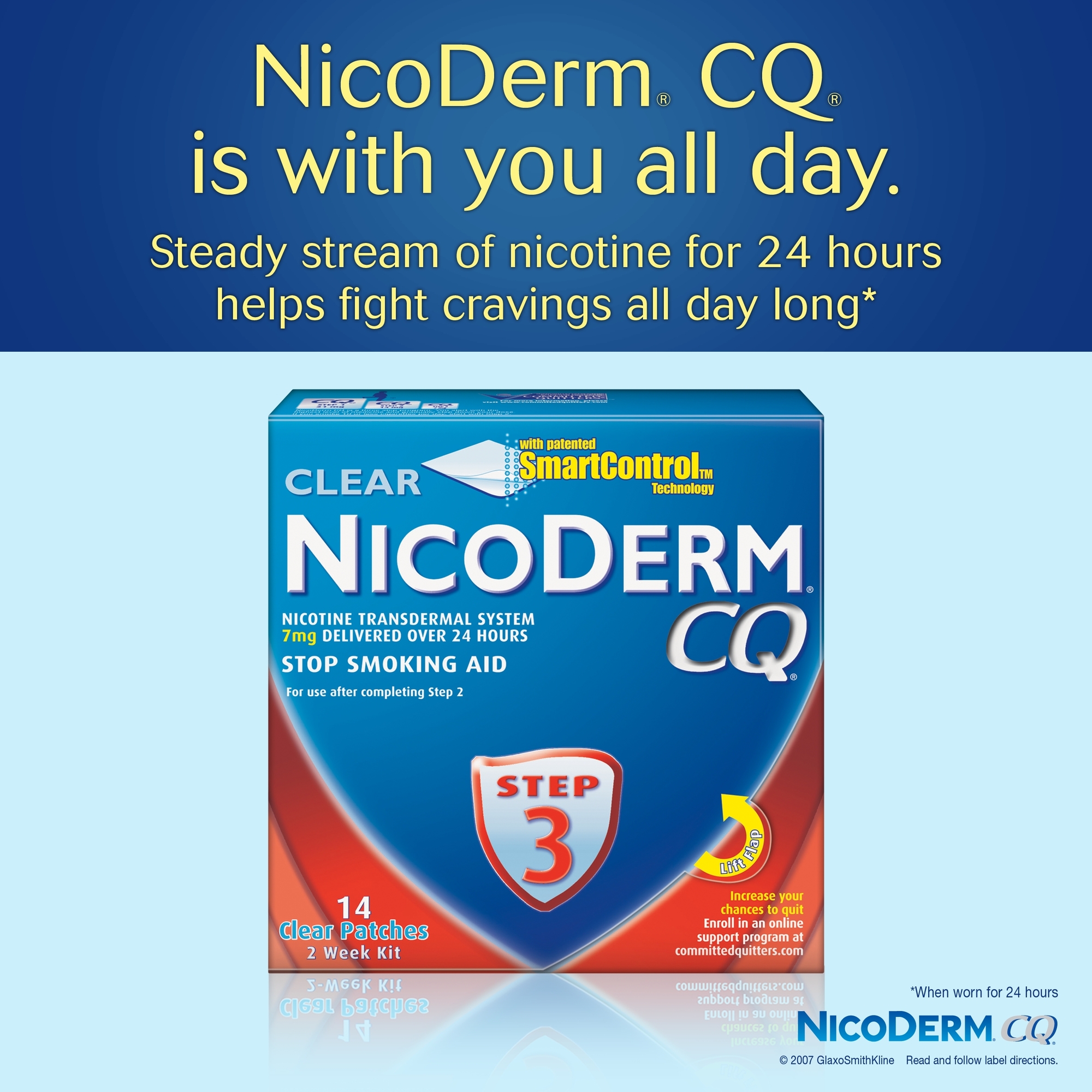 NicoDerm CQ Quit Smoking Aid 7 mg Patch, 14 Clear Patches | Costco
