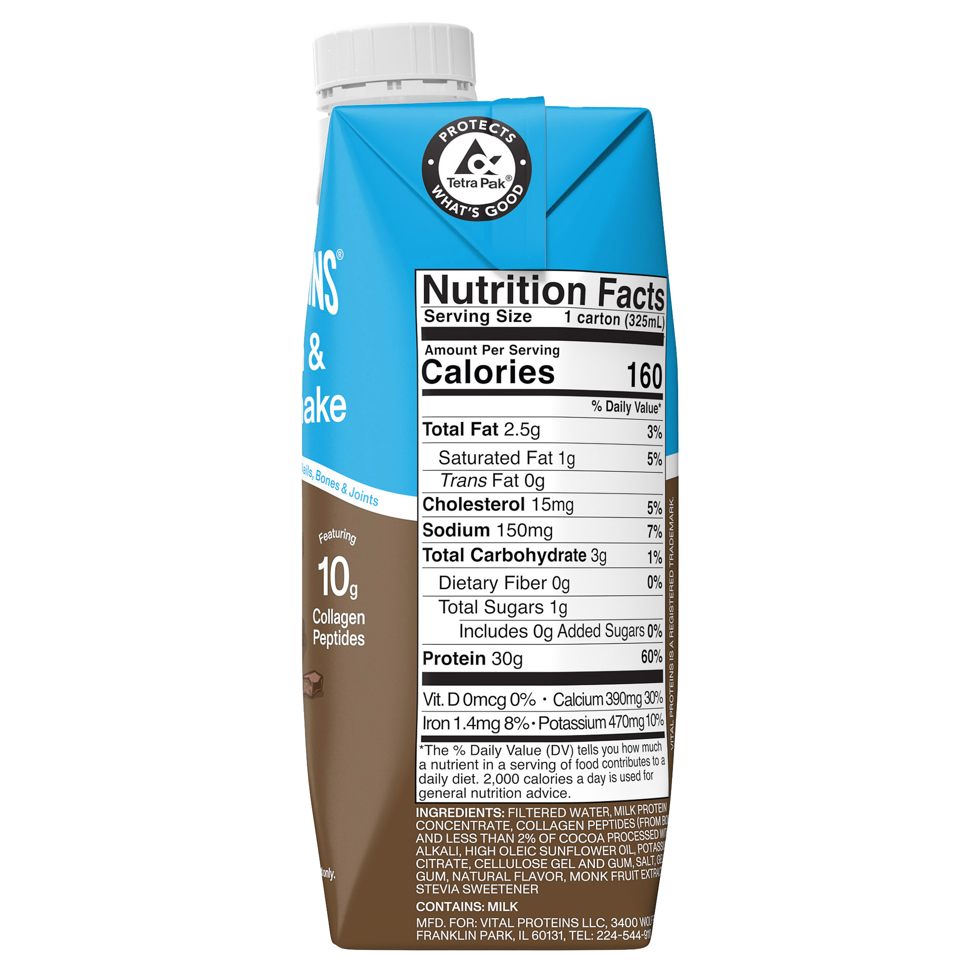 Vital Proteins 10g Collagen and 30g Total Protein Shake, Chocolate, 11 ...