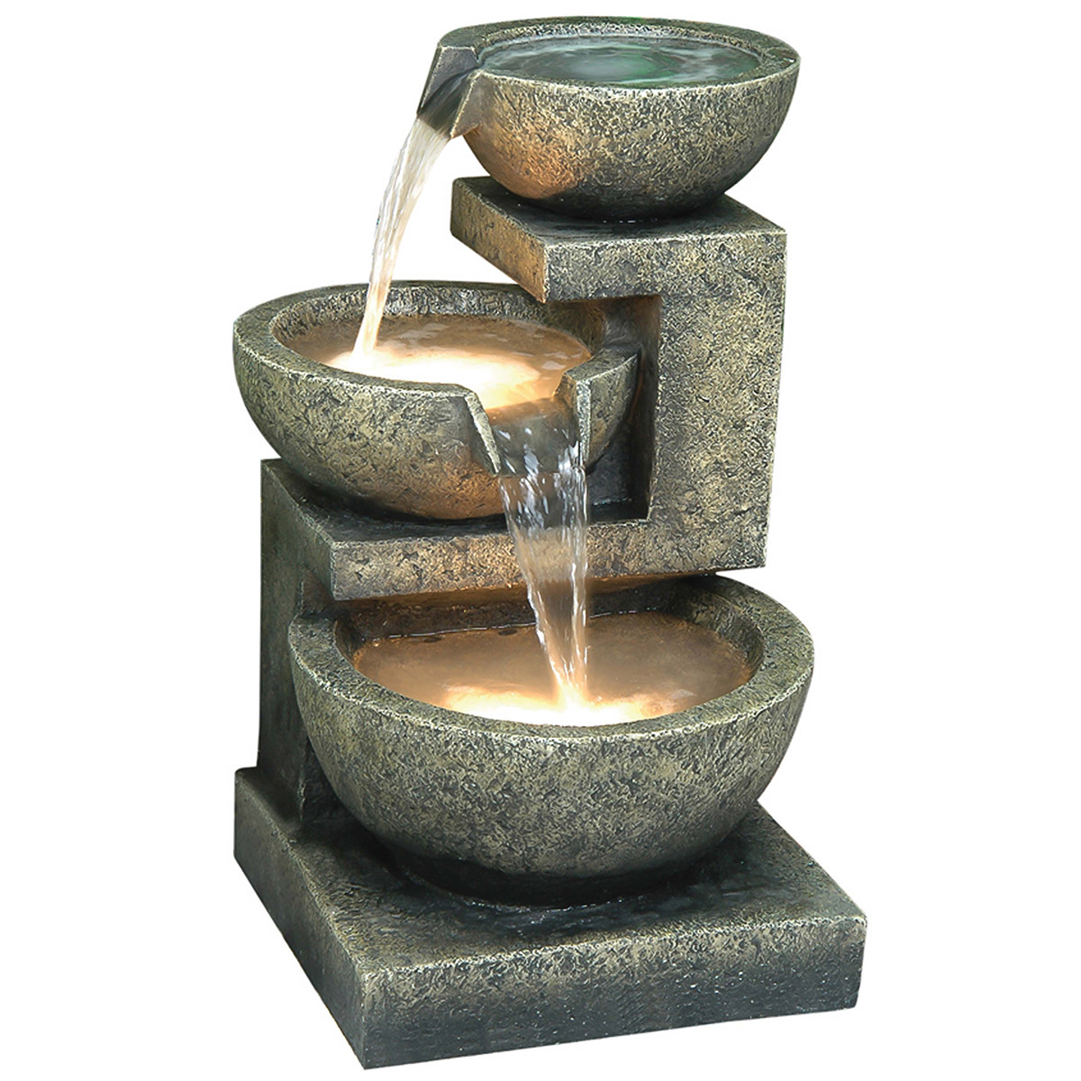 3-bowl Fountain with Warm White Lights | Costco