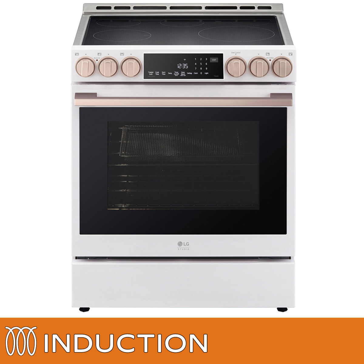 LG STUDIO 30 in. 6.3 cu.ft Essence White Induction Slide-in Range with ...