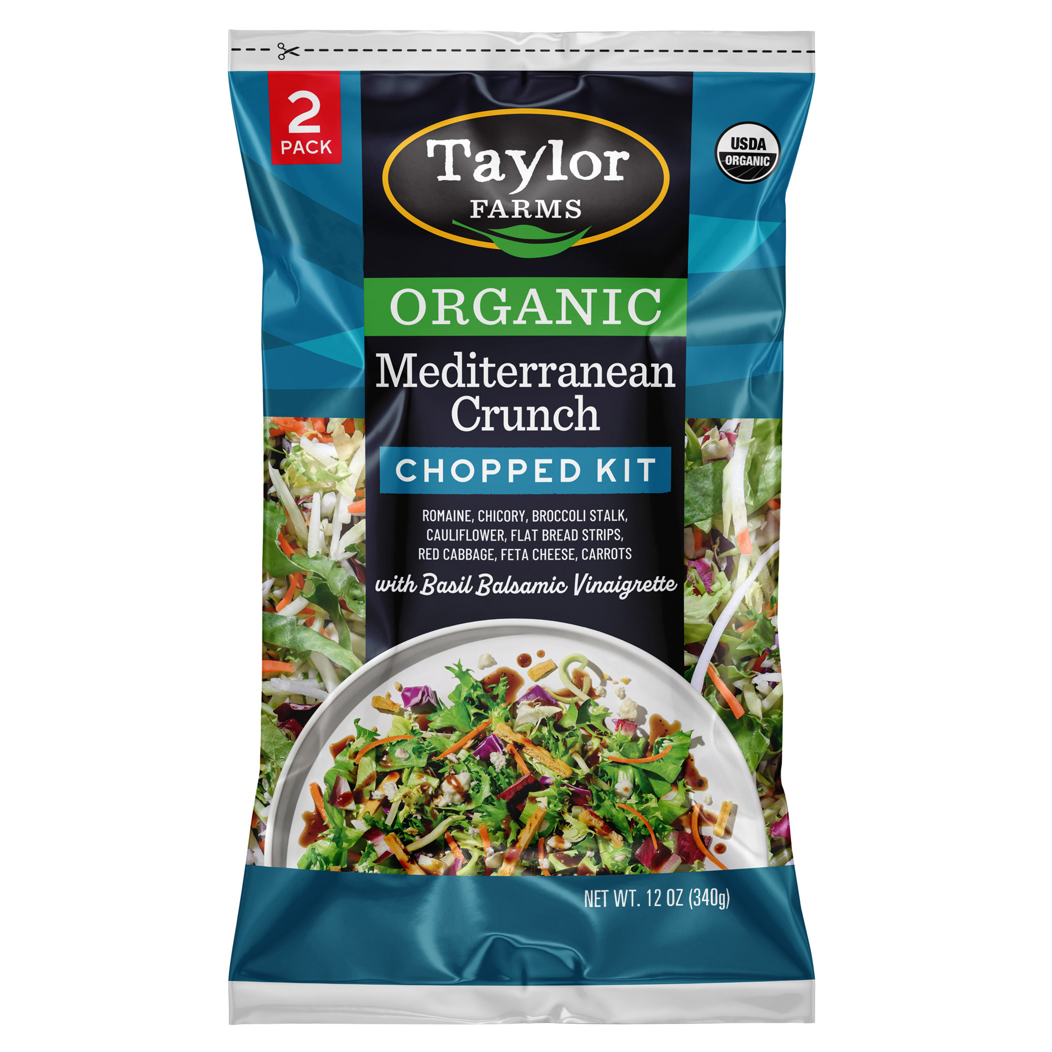Taylor Farms Organic Mediterranean Bagged Chopped Salad Kit, 12 oz, 2 ...