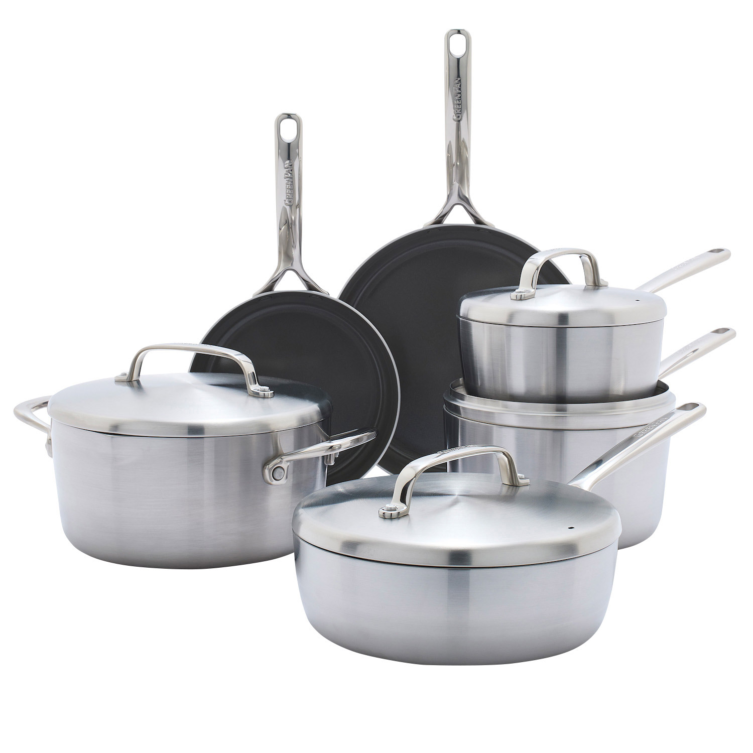 GreenPan GP5 Ceramic Non-Stick Stainless Steel 10-piece Cookware Set ...